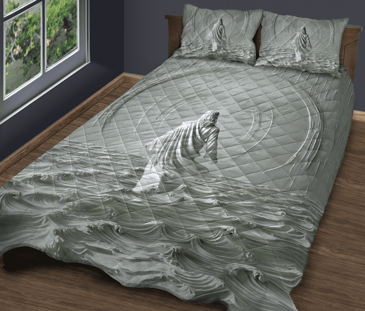 Lotusprinthandmade Jesus on Water Quilt Bedding Set (Fold Hem) 5 Sizes ...