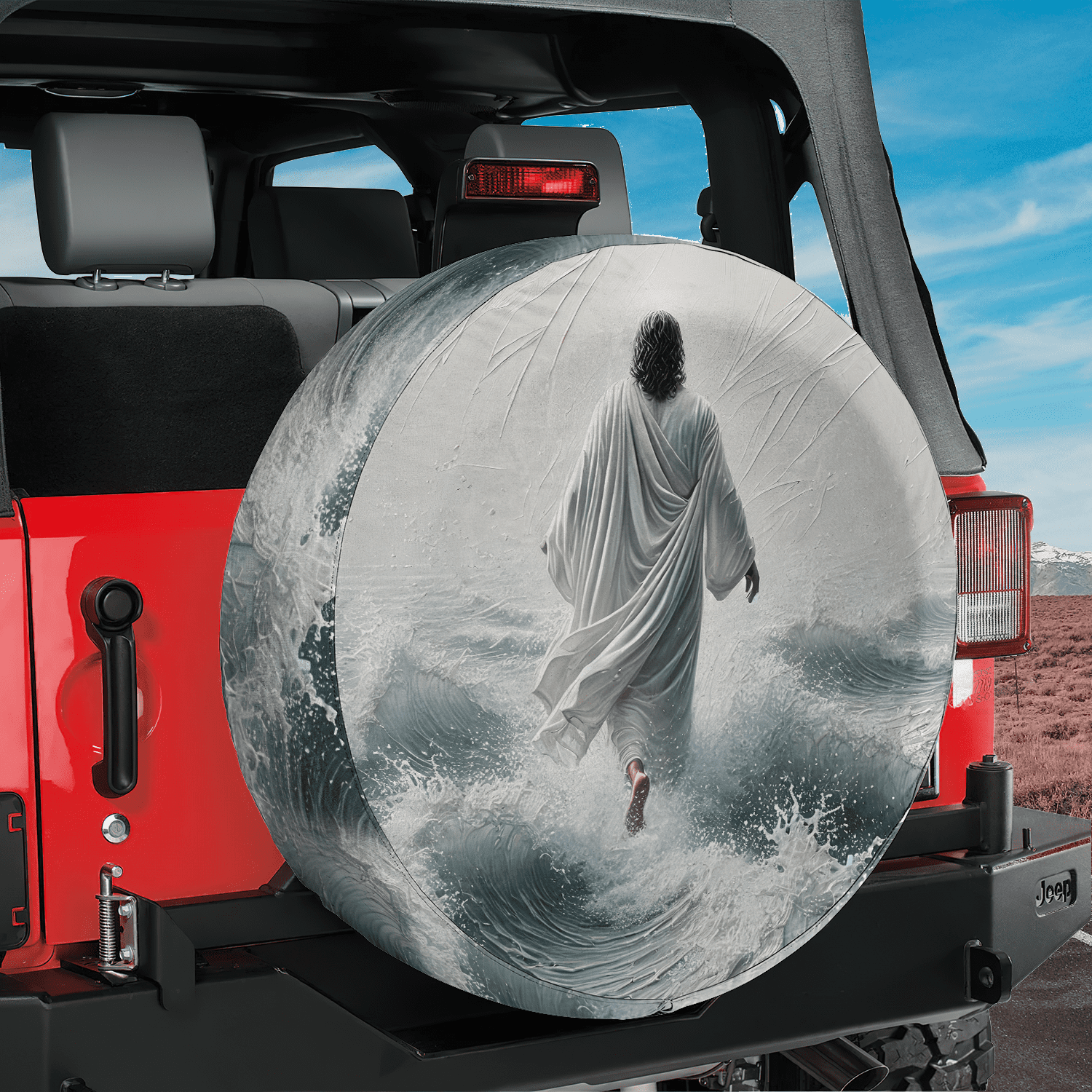 Lotusprinthandmade Jesus on Water Spare Tire Cover Without Backup ...