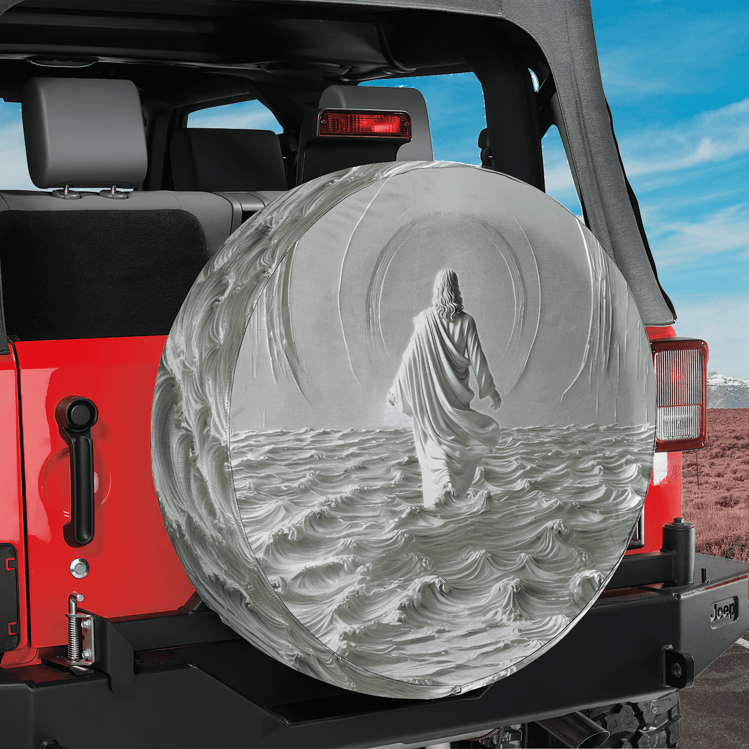 Lotusprinthandmade Jesus on Water Spare Tire Cover Without Backup ...