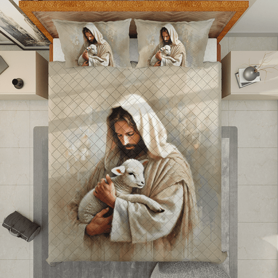 Lotusprinthandmade Jesus With Lamb Christian Faith Quilt Bedding Set ...