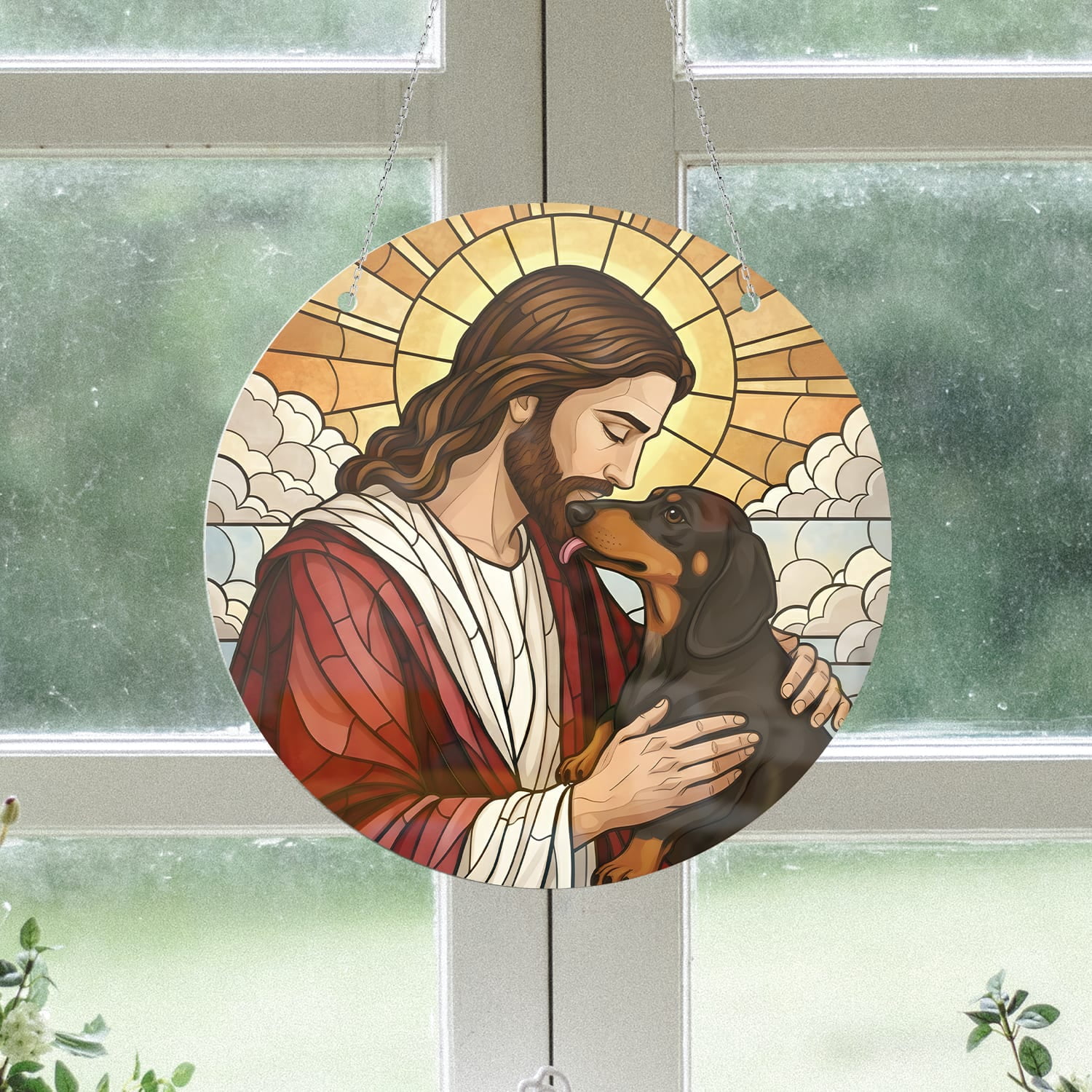 Lotusprinthandmade Jesus and Dachshund Christian Gift Custom Shape ...