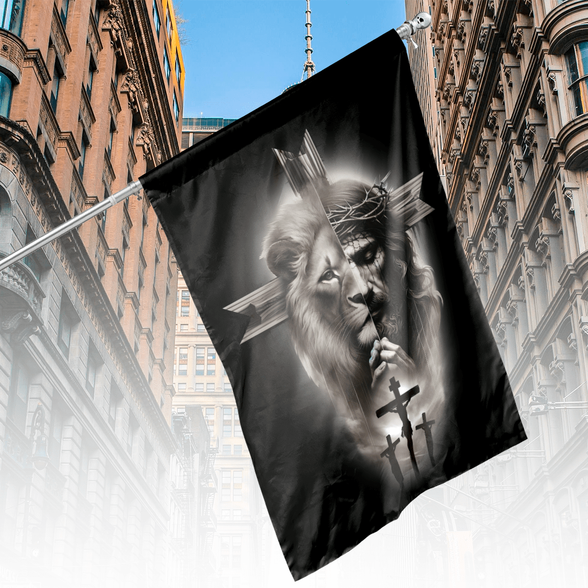 Lotusprinthandmade Jesus and Lion Christian God Vertical House Flag 36× ...