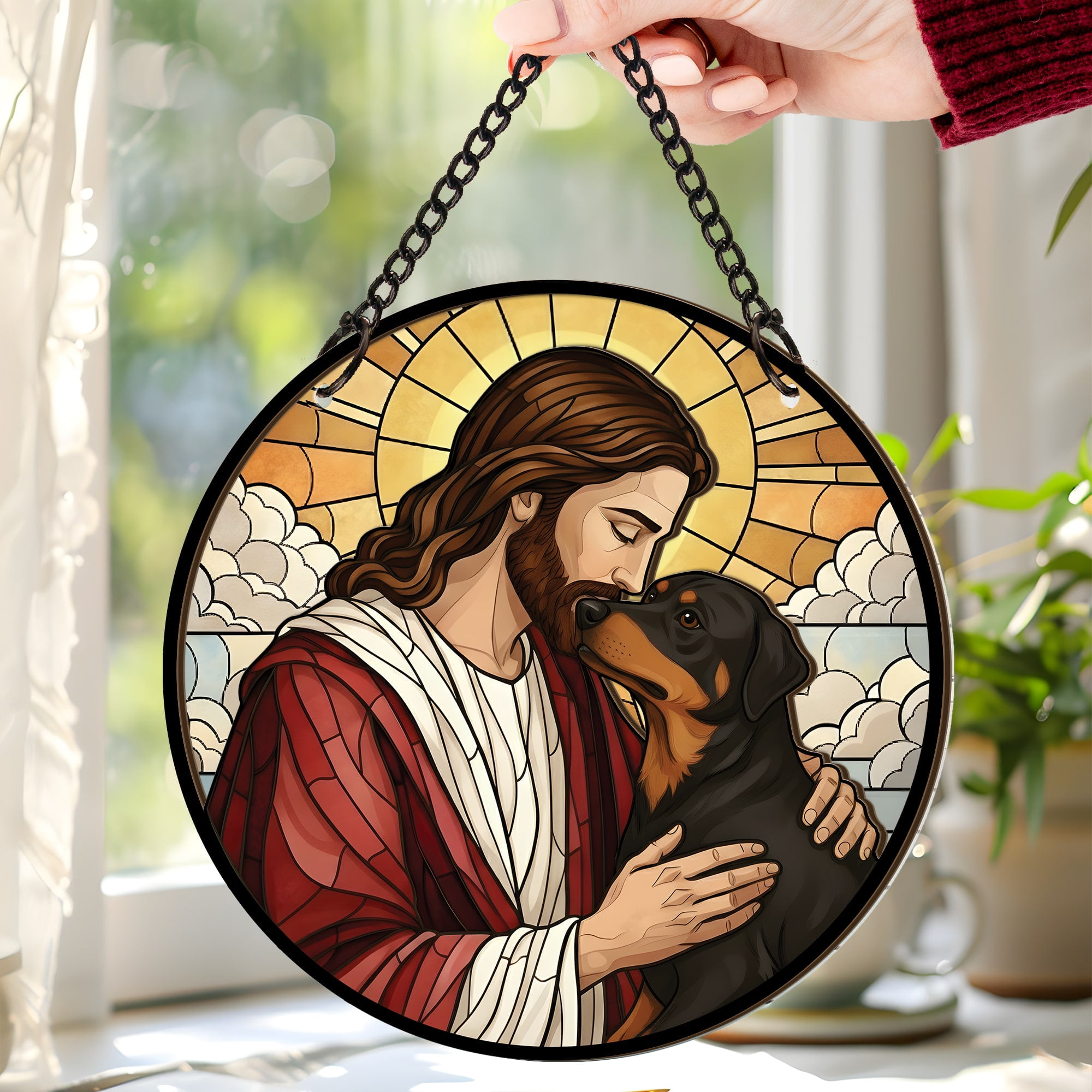 Lotusprinthandmade Jesus and Rottweiler Christian Gift Custom Shape ...