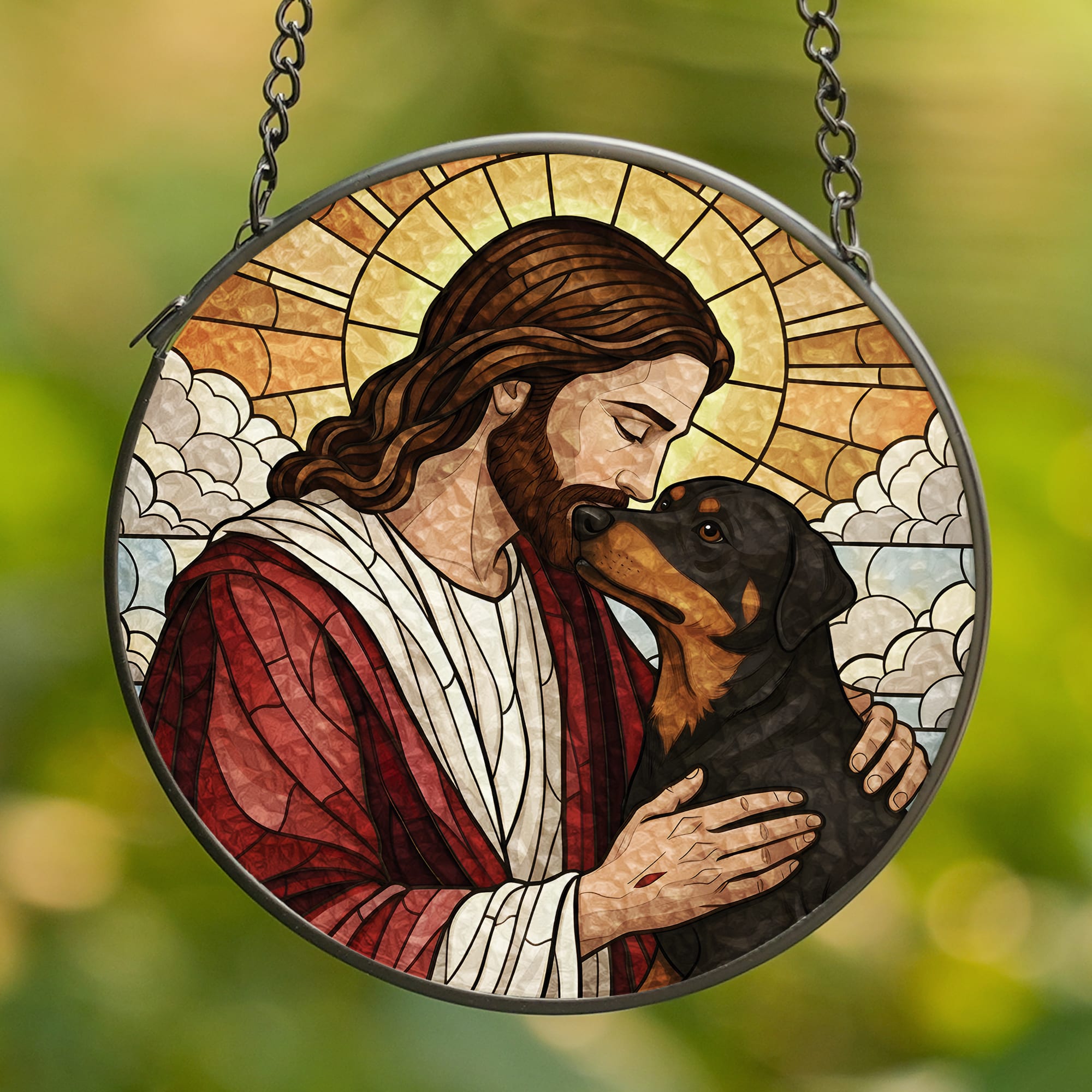 Lotusprinthandmade Jesus and Rottweiler Christian Gift Stained Glass ...