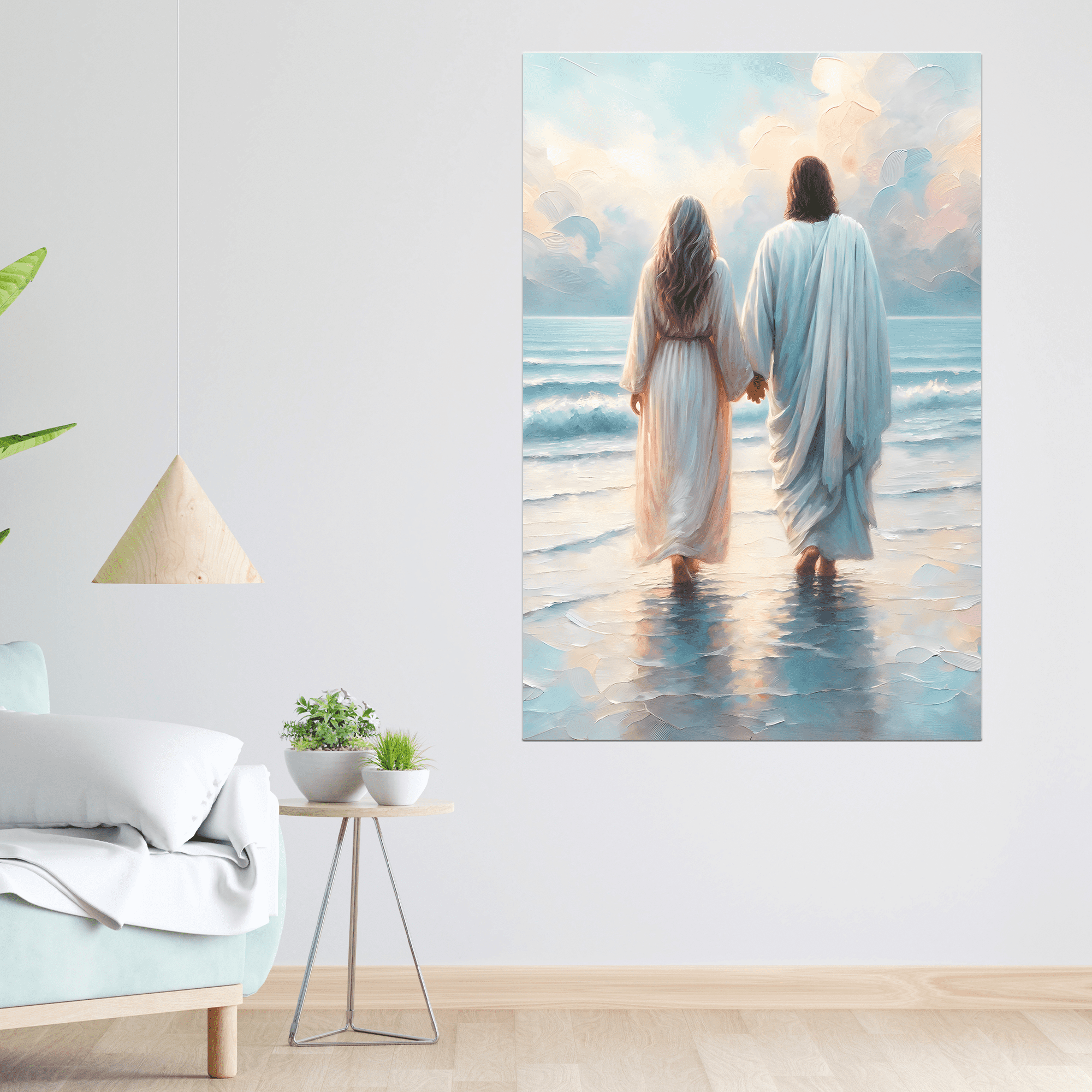 Lotusprinthandmade Jesus and Woman Walking Together Poster 24" x 36 ...