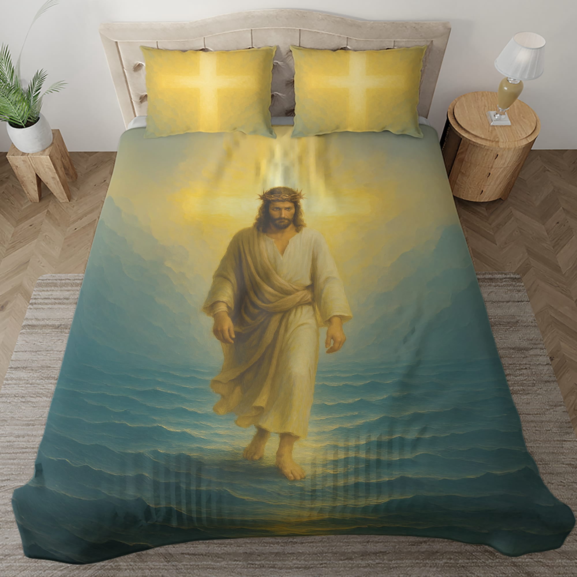 Lotusprinthandmade Jesus on Water Bedding Set (Made in Vietnam) (88x88 ...