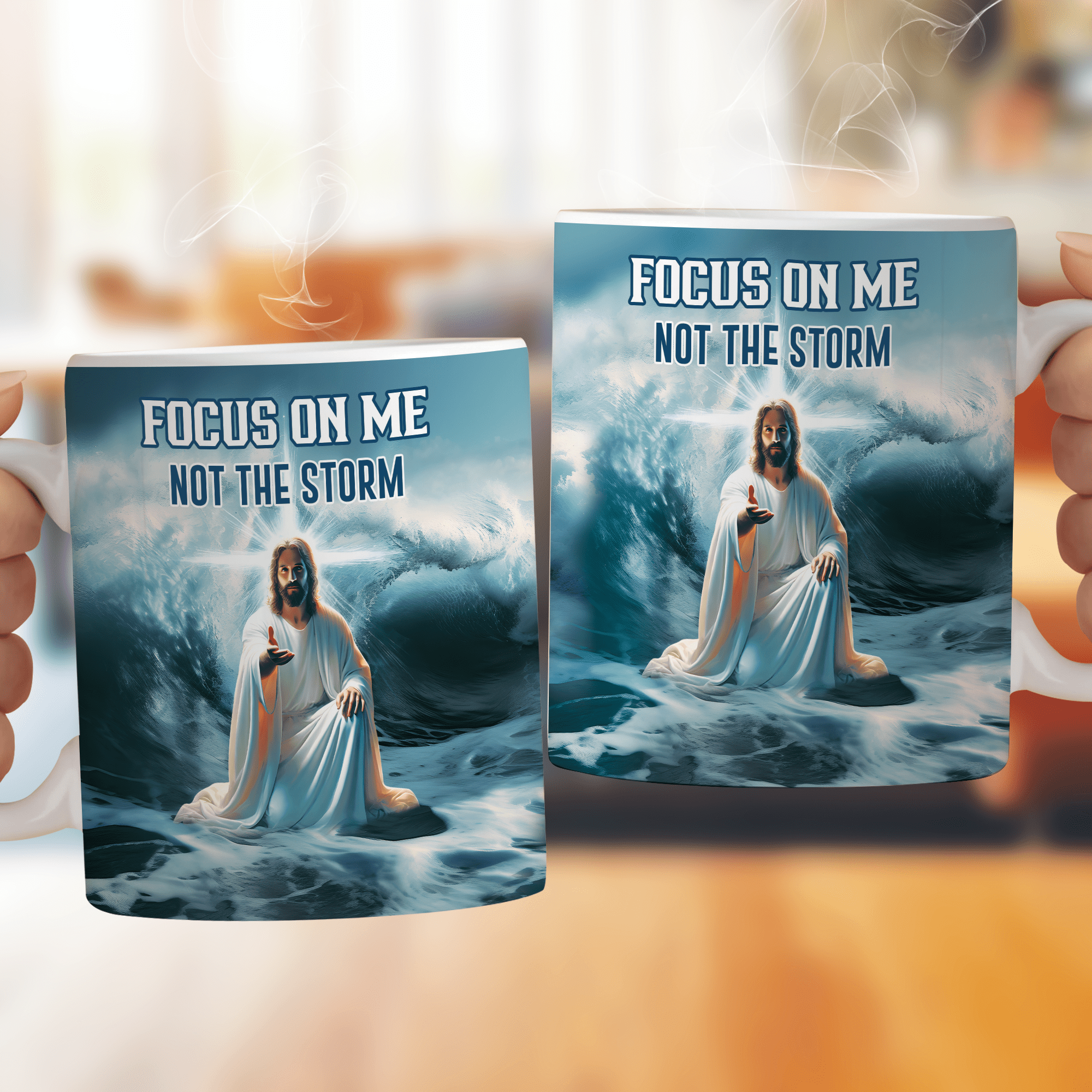 Lotusprinthandmade Jesus on Water Jesus Christian White Ceramic Mug ...