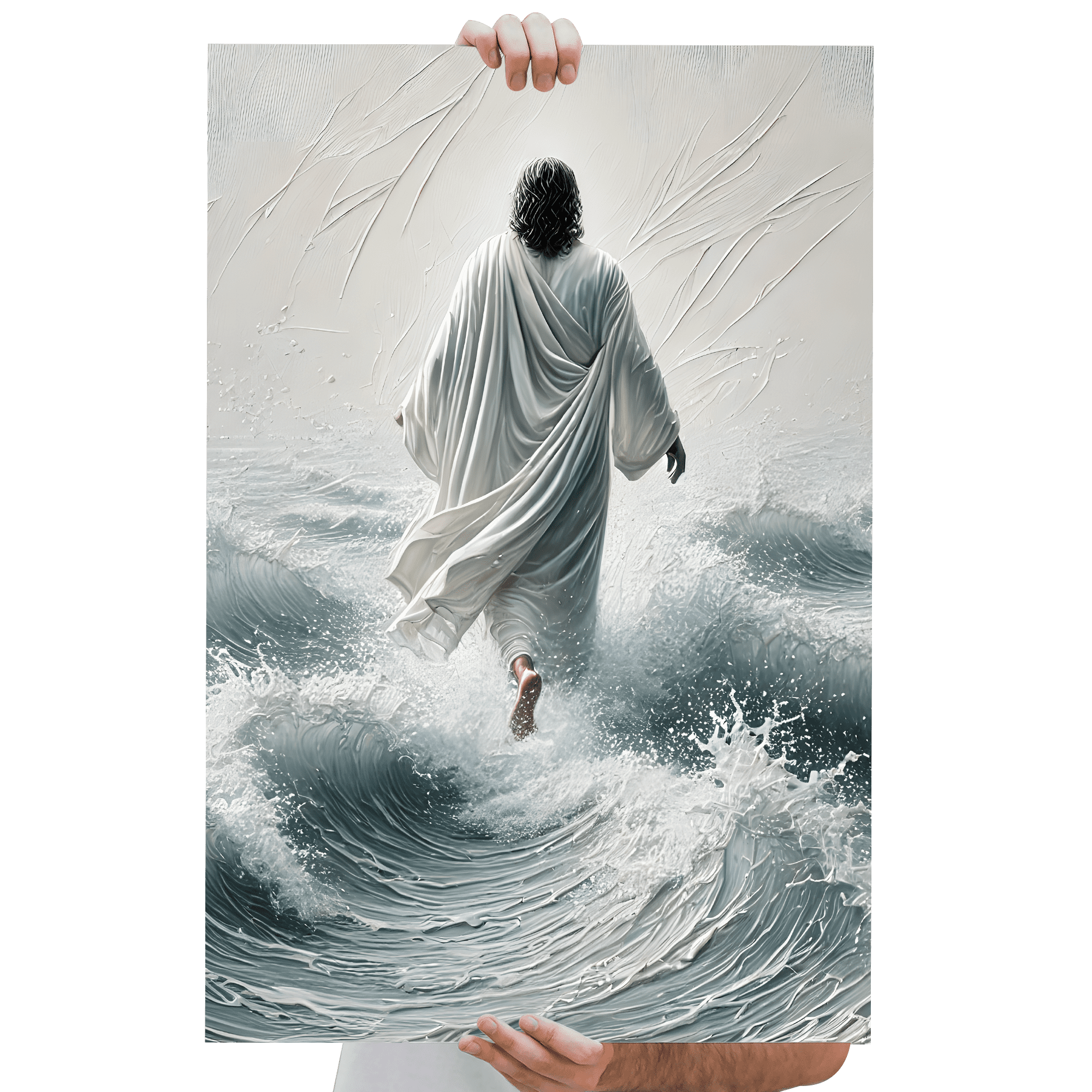 Lotusprinthandmade Jesus on Water Poster 16" x 24", christian faith ...