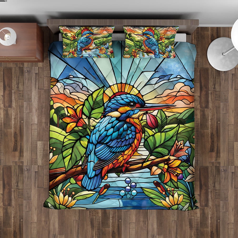 Lotusprinthandmade Kingfisher Bird Animal 3D Quilt Bedding Set (Fold ...