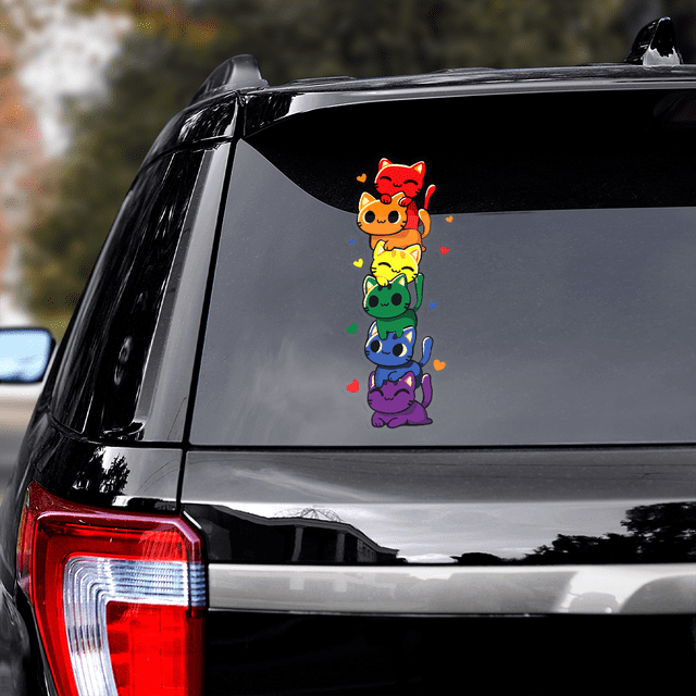 Lotusprinthandmade LGBT Cat Pride Month Transparent Vinyl Decal (12x12 ...
