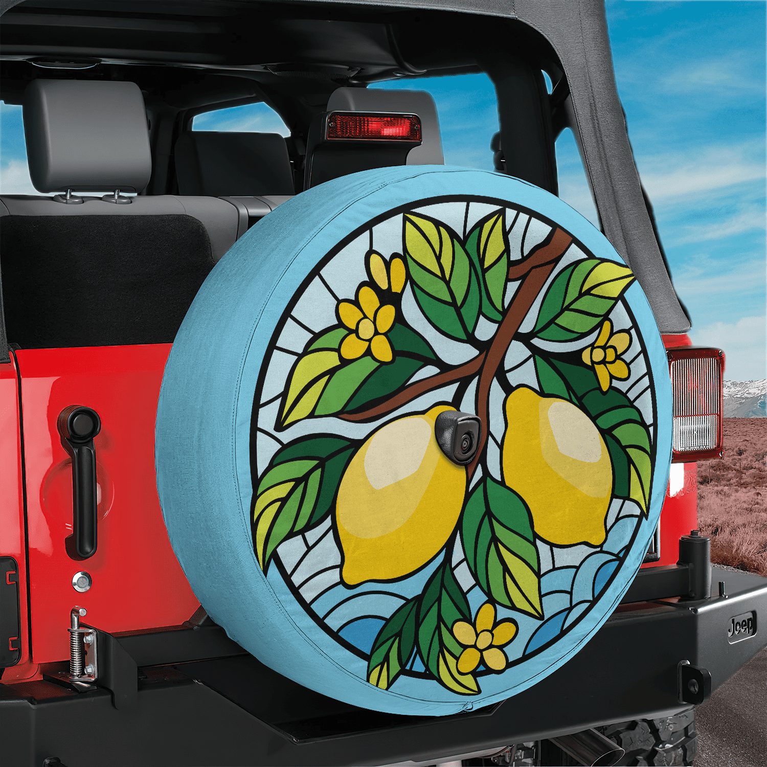 Lotusprinthandmade Lemon Graphic Spare Tire Cover With Backup Camera ...