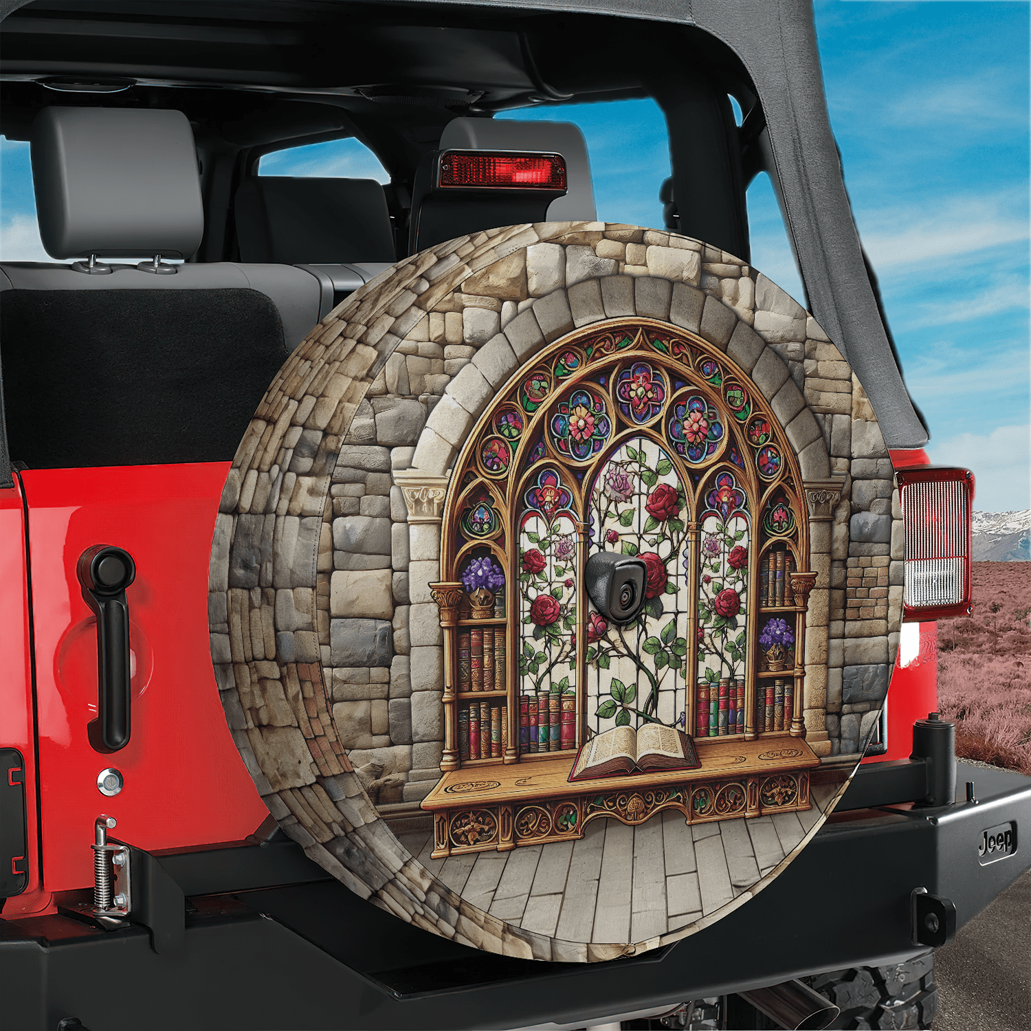 Lotusprinthandmade Library Bookshelf Spare Tire Cover With Backup ...