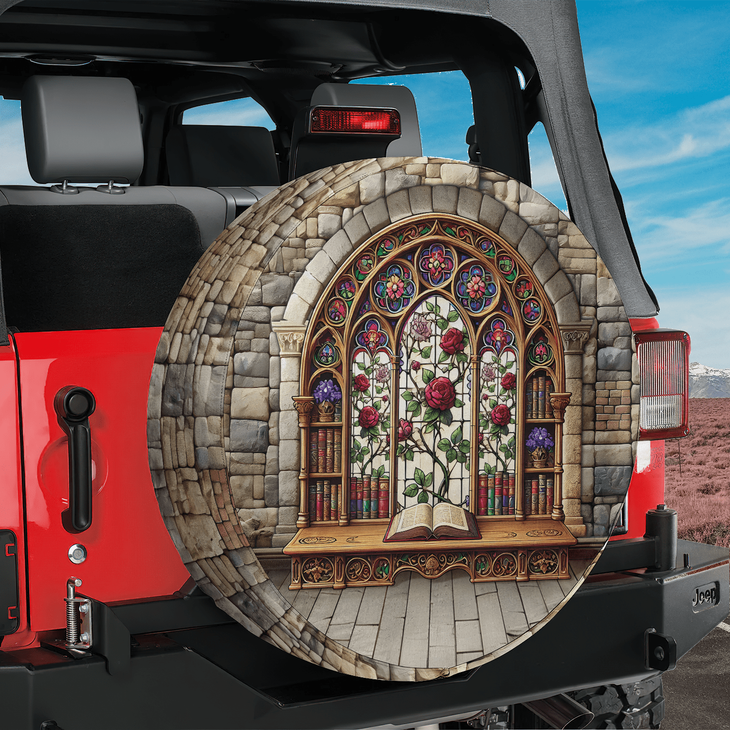 Lotusprinthandmade Library Bookshelf Spare Tire Cover Without Backup ...