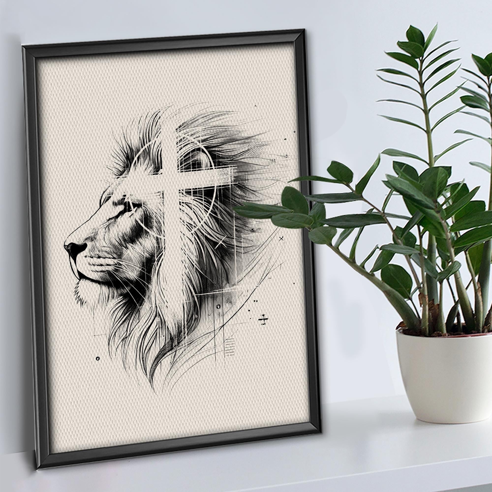 Lotusprinthandmade Lion and Christian Jesus-Symbolic Lion Canvas 1.5in ...