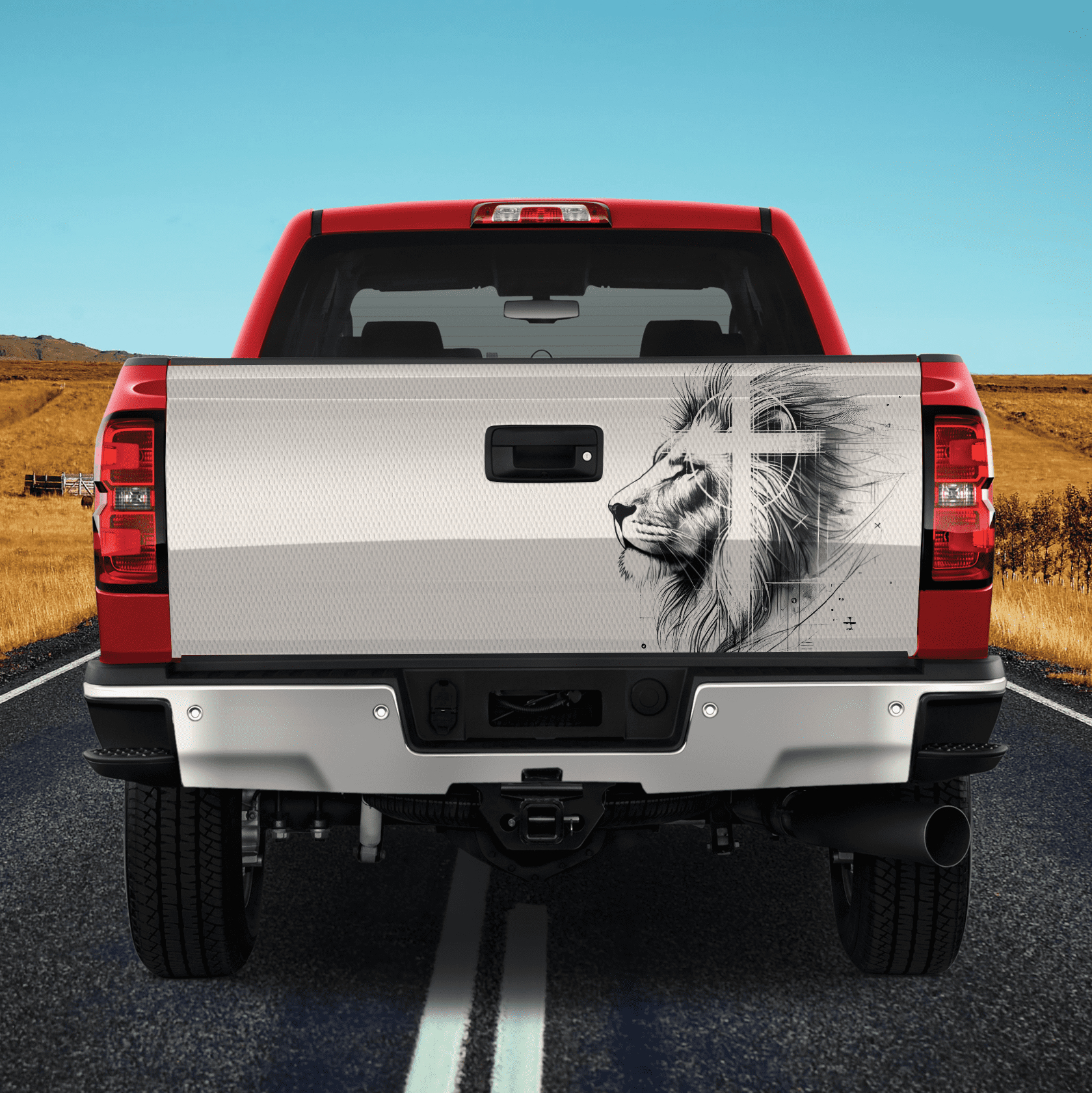 Lotusprinthandmade Lion and Christian Jesus-Symbolic Lion Tailgate Wrap ...