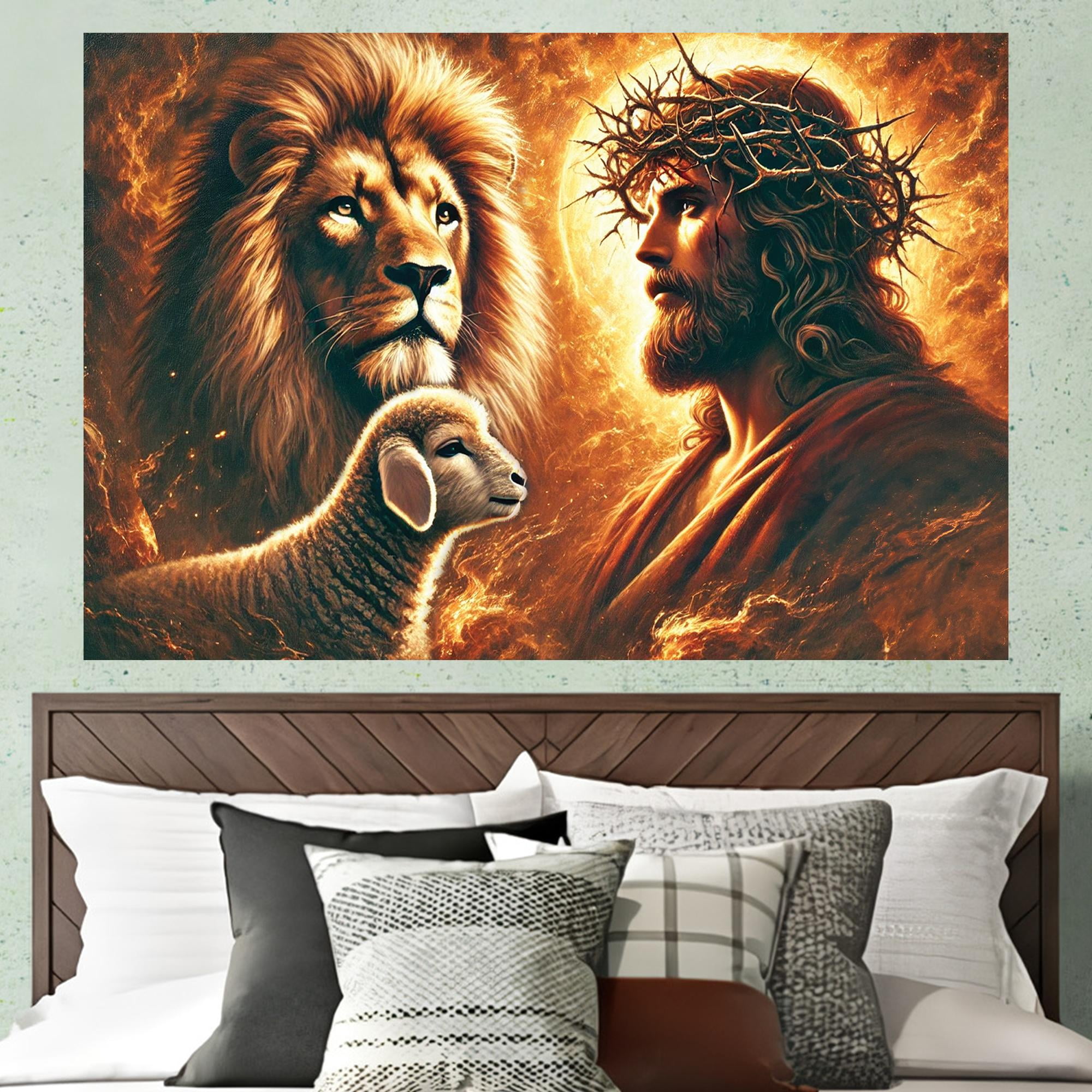 Lotusprinthandmade Lion Jesus and Lamb Christian Poster 16" x 24 ...