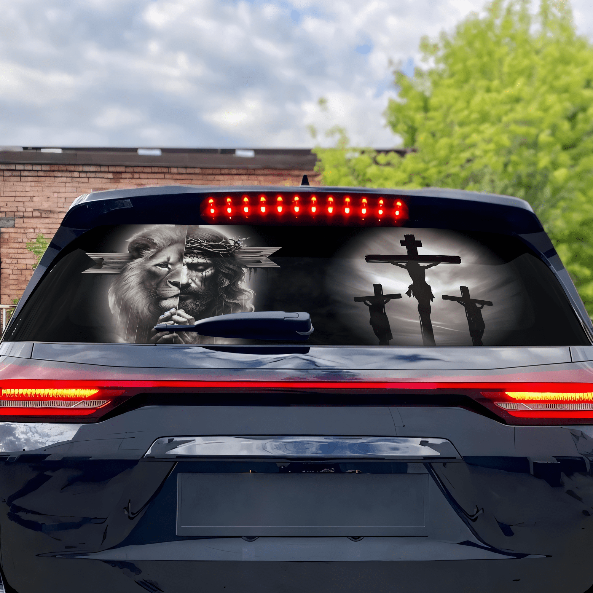 Lotusprinthandmade Lion and Jesus Rear Window Car Decal 3 Sizes (14x53 ...