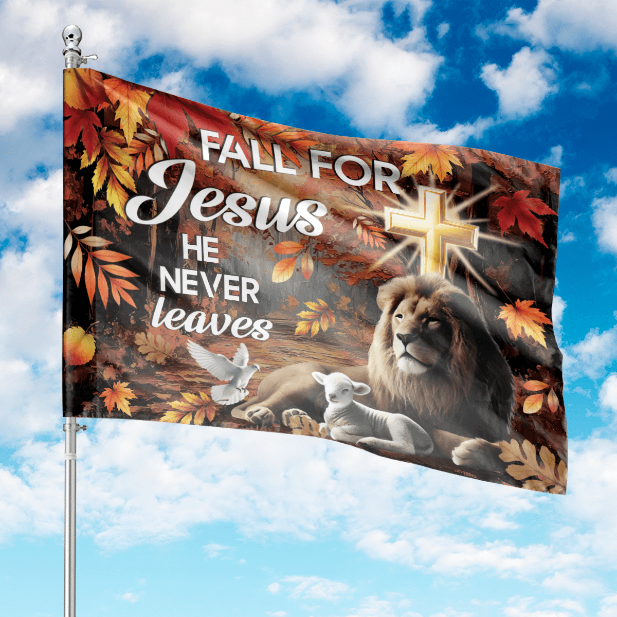 Lotusprinthandmade Lion and Lamb Jesus Fall For Jesus 100% Polyester House Flag 36×60 inches ...