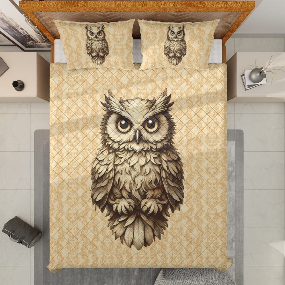 Lotusprinthandmade Owl Lovers Quilt Bedding Set (White Binding) 5 Sizes ...