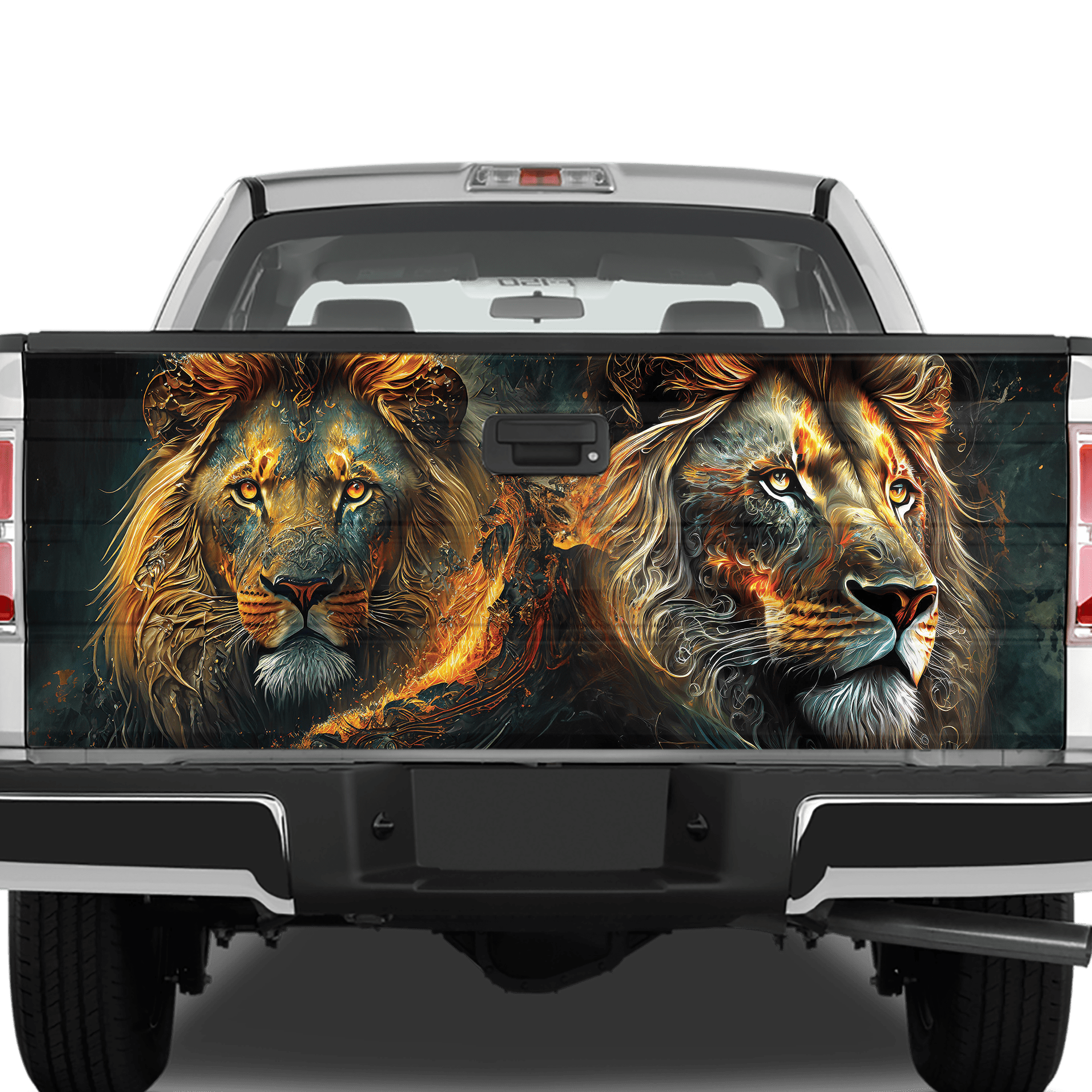 Lotusprinthandmade Majestic Lion Duo Tailgate Wrap 2 Sizes (24"x58 ...