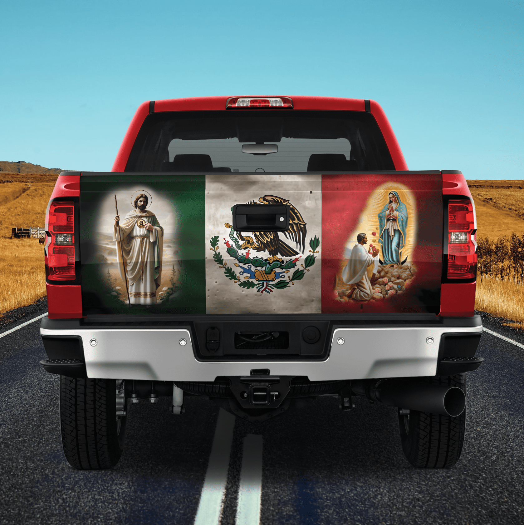 Lotusprinthandmade Mexican Flag St.Jude & Virgen Graphic Decal Tailgate ...