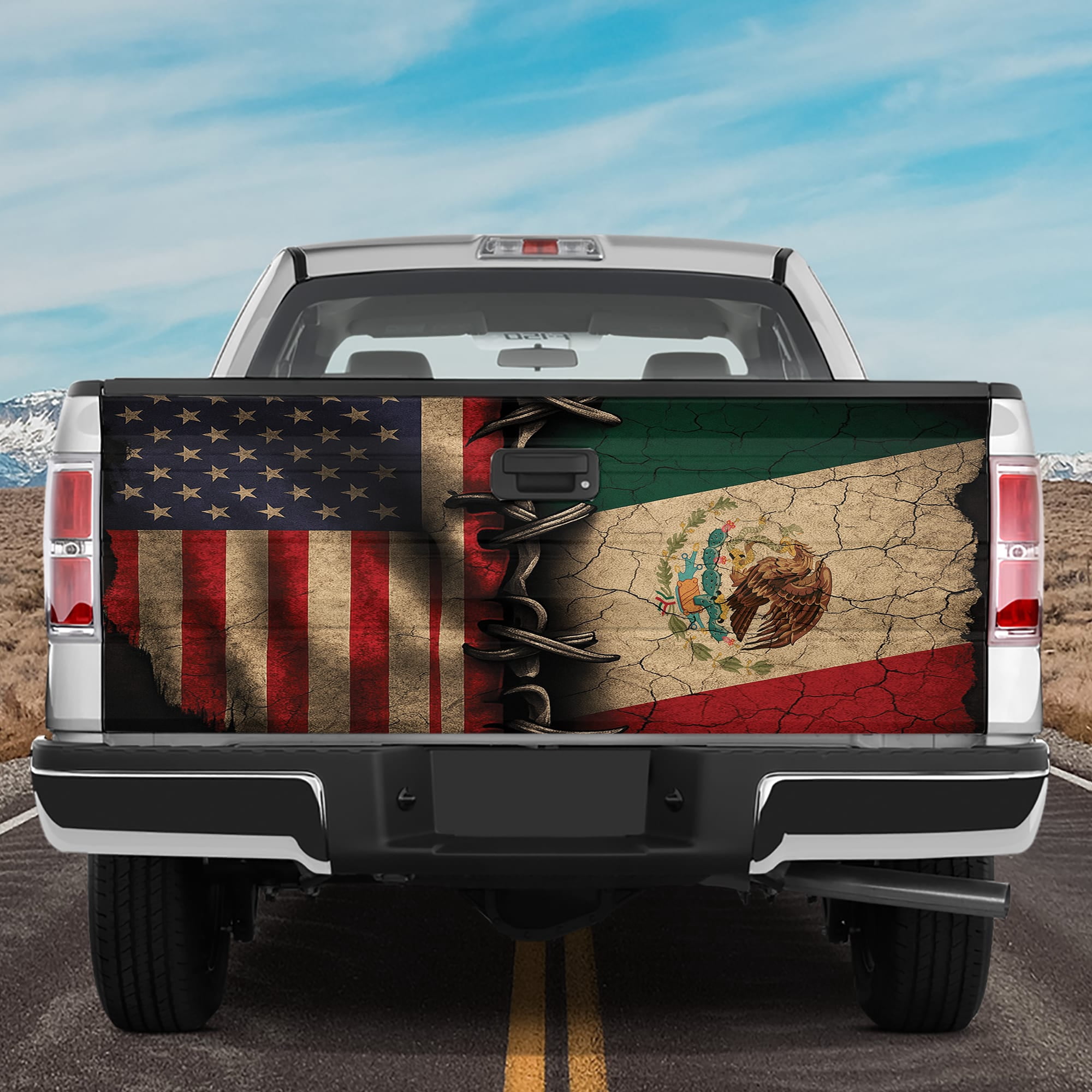 Lotusprinthandmade Mexican and America Flag Tailgate Wrap 2 Sizes (26 ...
