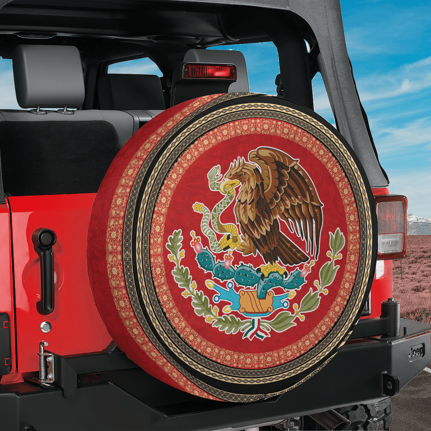 Lotusprinthandmade Mexico Flag Eagle Spare Tire Cover Without Backup ...