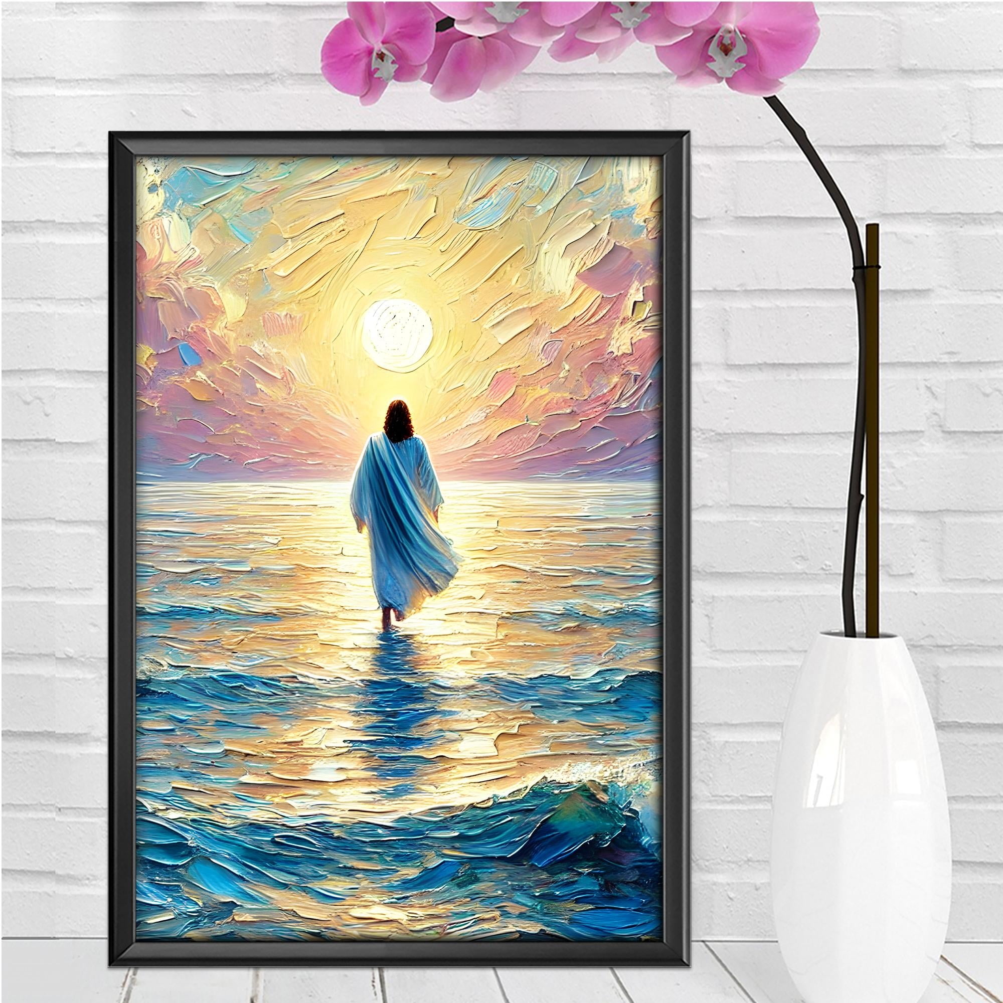 Lotusprinthandmade Miracle Christian Jesus Walking Canvas 1.5in 36" x ...
