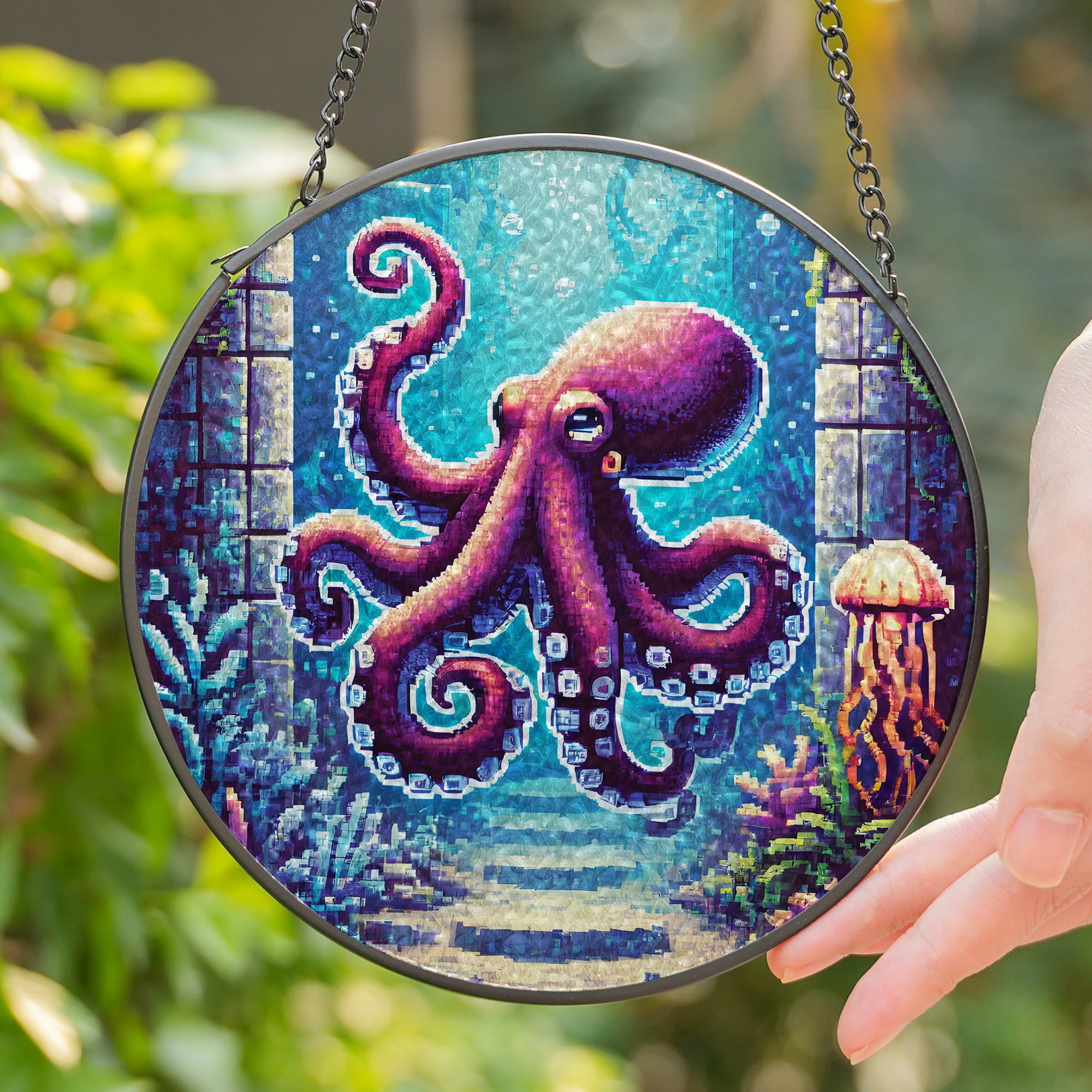 Lotusprinthandmade Octopus Stained Glass Suncatcher for Window Hanging ...