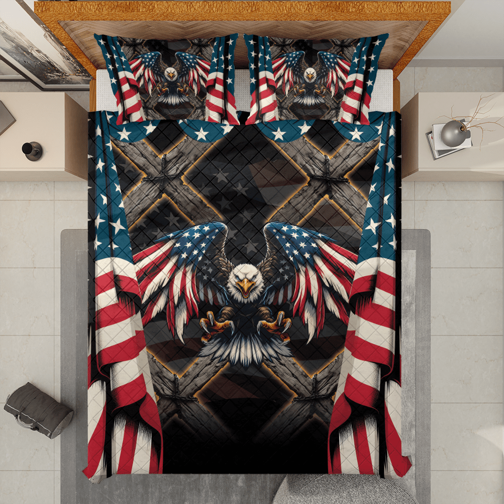 Lotusprinthandmade Patriotic America Flag Eagle Quilt Bedding Set ...