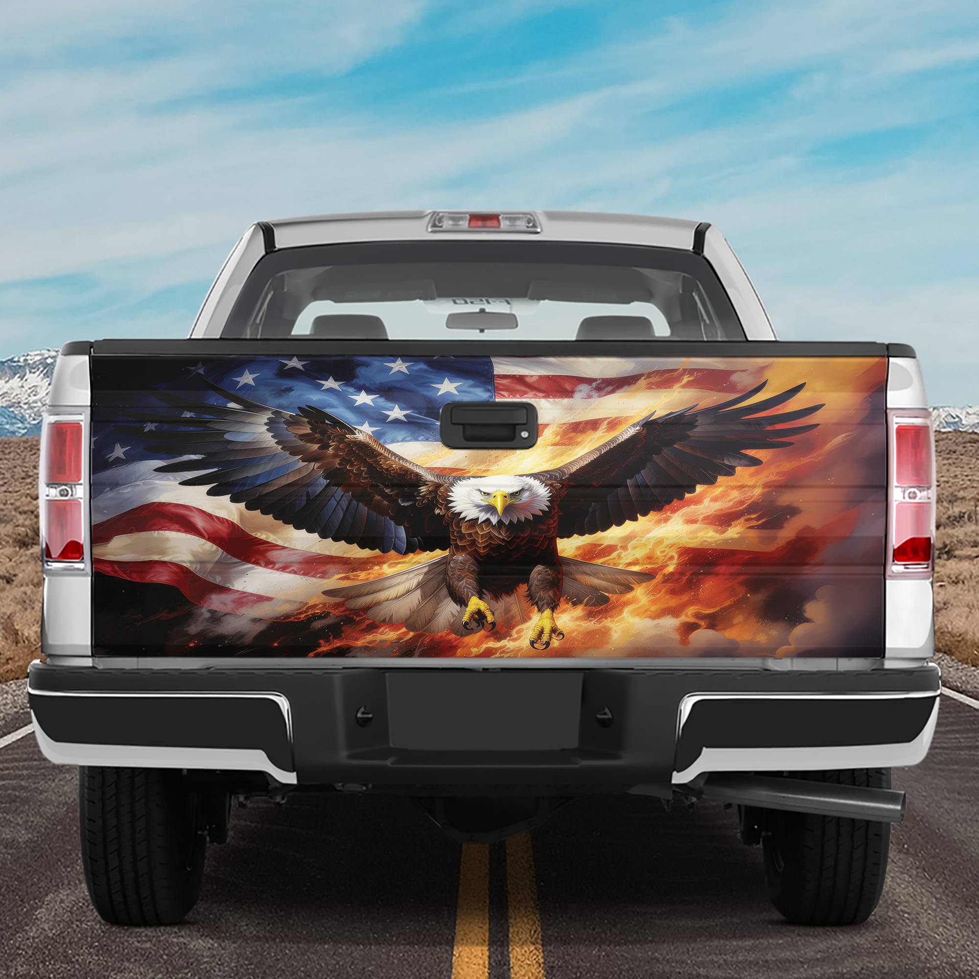 Lotusprinthandmade Patriotic Fire Eagle Tailgate Wrap 2 Sizes (24"x58 ...
