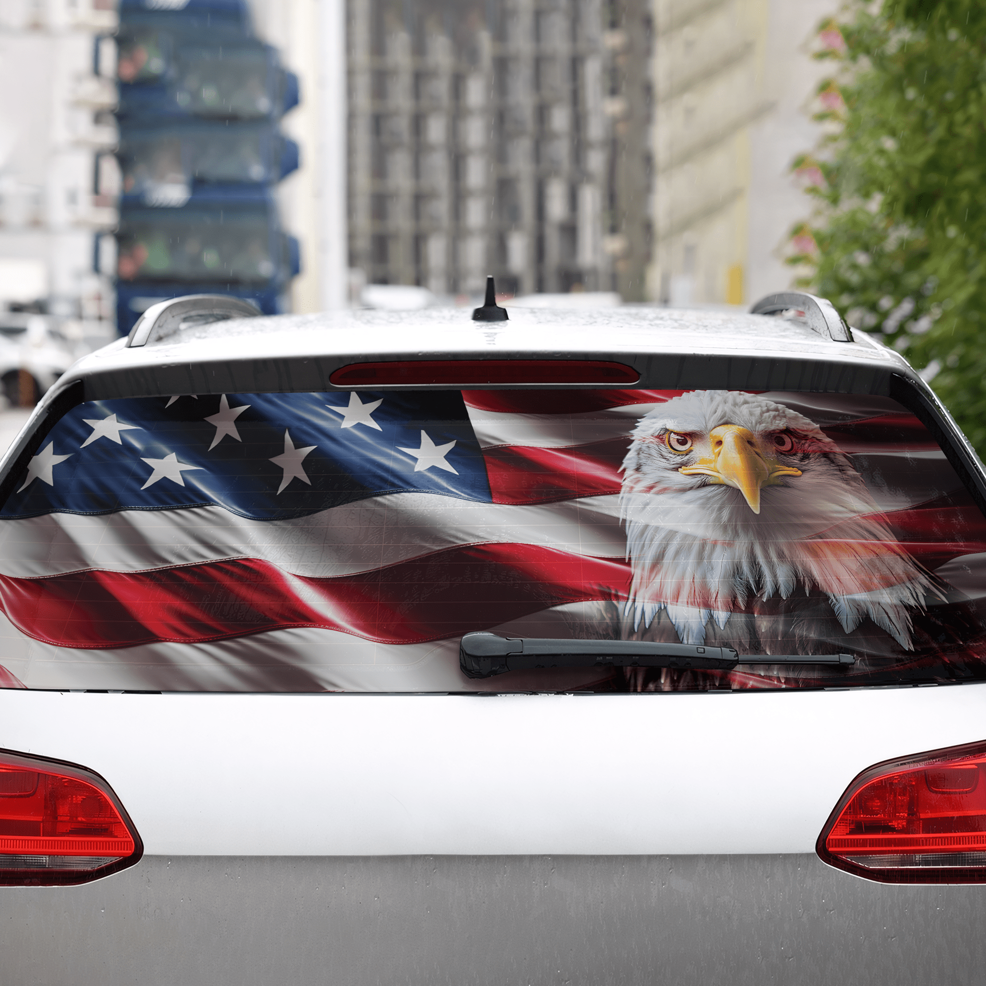 Lotusprinthandmade Patriotic US Flag Eagle Rear Window Car Decal 3 ...
