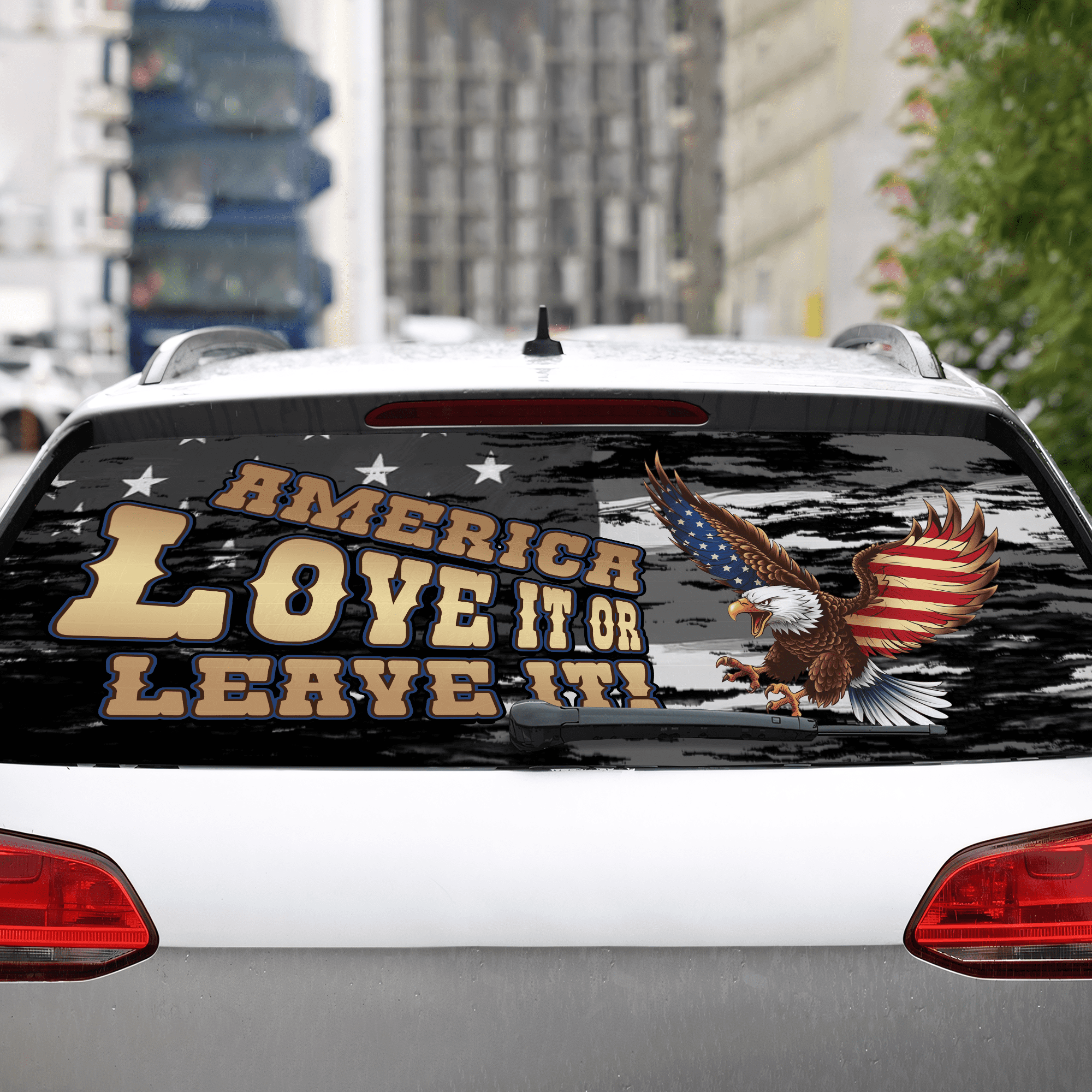 Lotusprinthandmade Patriotic US Flag Eagle Rear Window Car Decal 3 ...