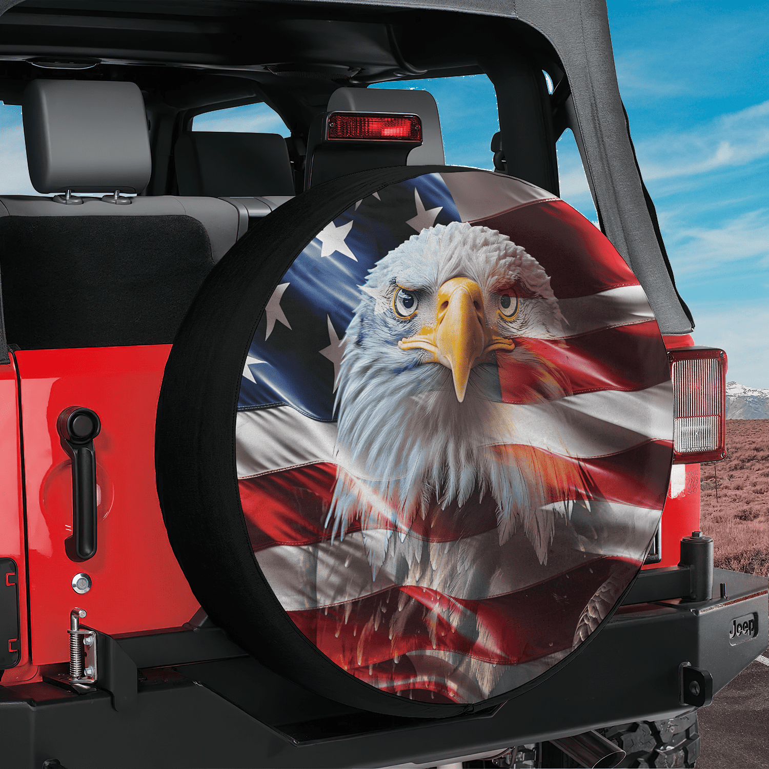Lotusprinthandmade Patriotic US Flag Eagle Spare Tire Cover Without ...