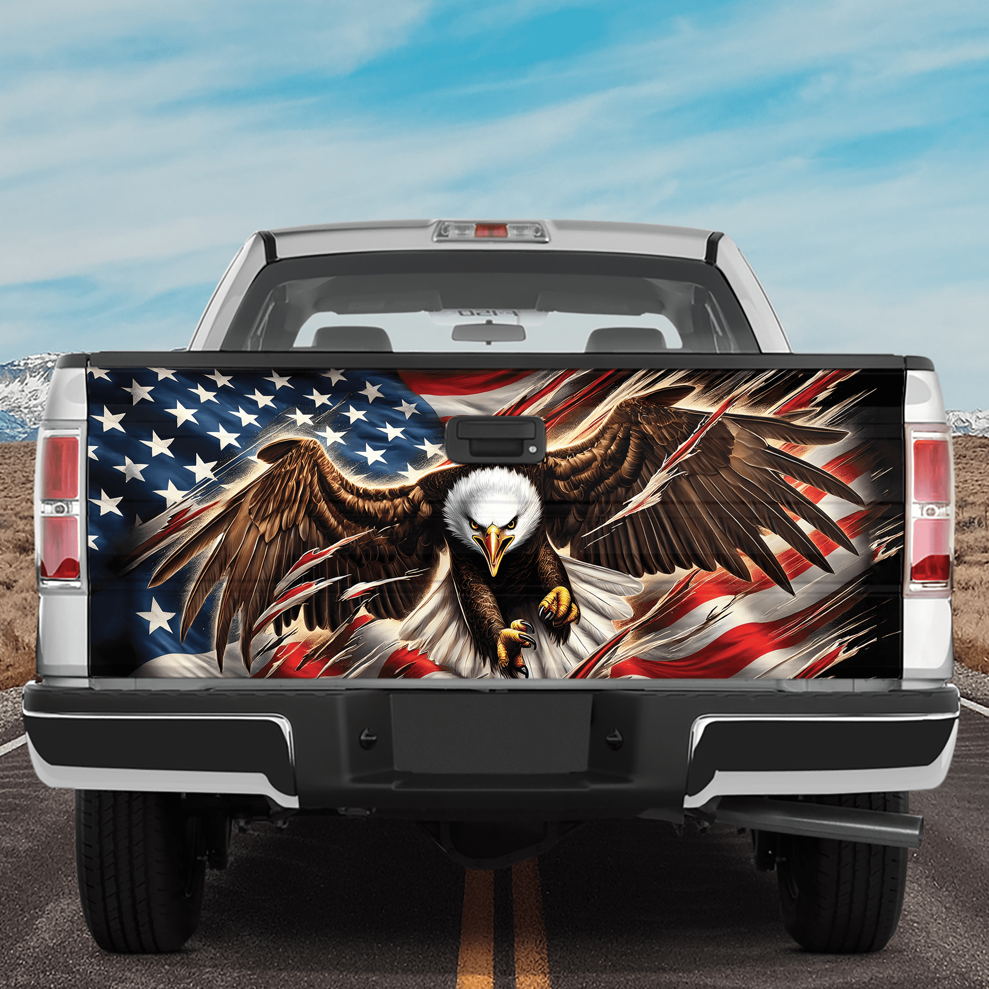 Lotusprinthandmade Patriotic US Flag Eagle Tailgate Wrap 2 Sizes (26 ...