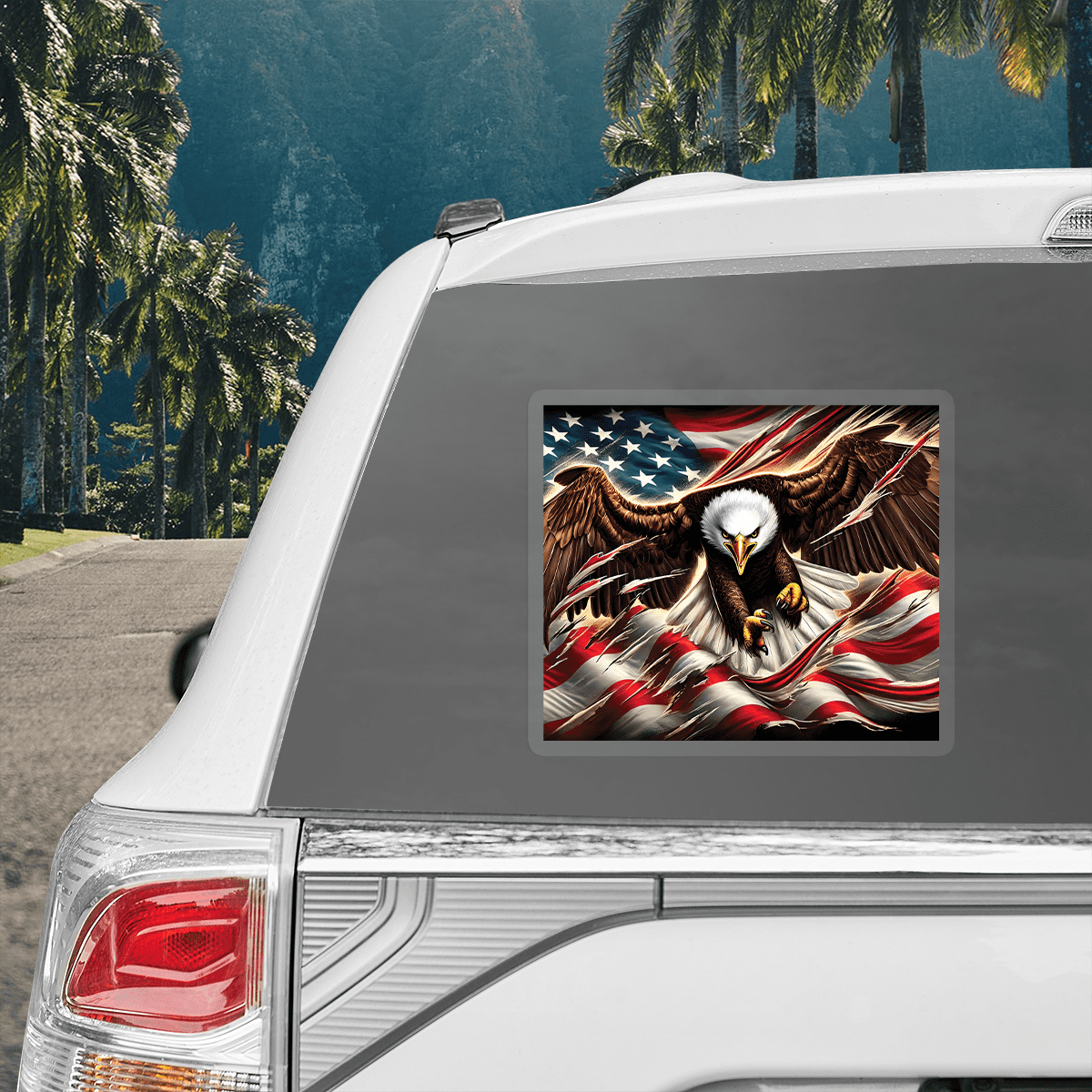 Lotusprinthandmade Patriotic US Flag Eagle Transparent Vinyl Decal 4 ...