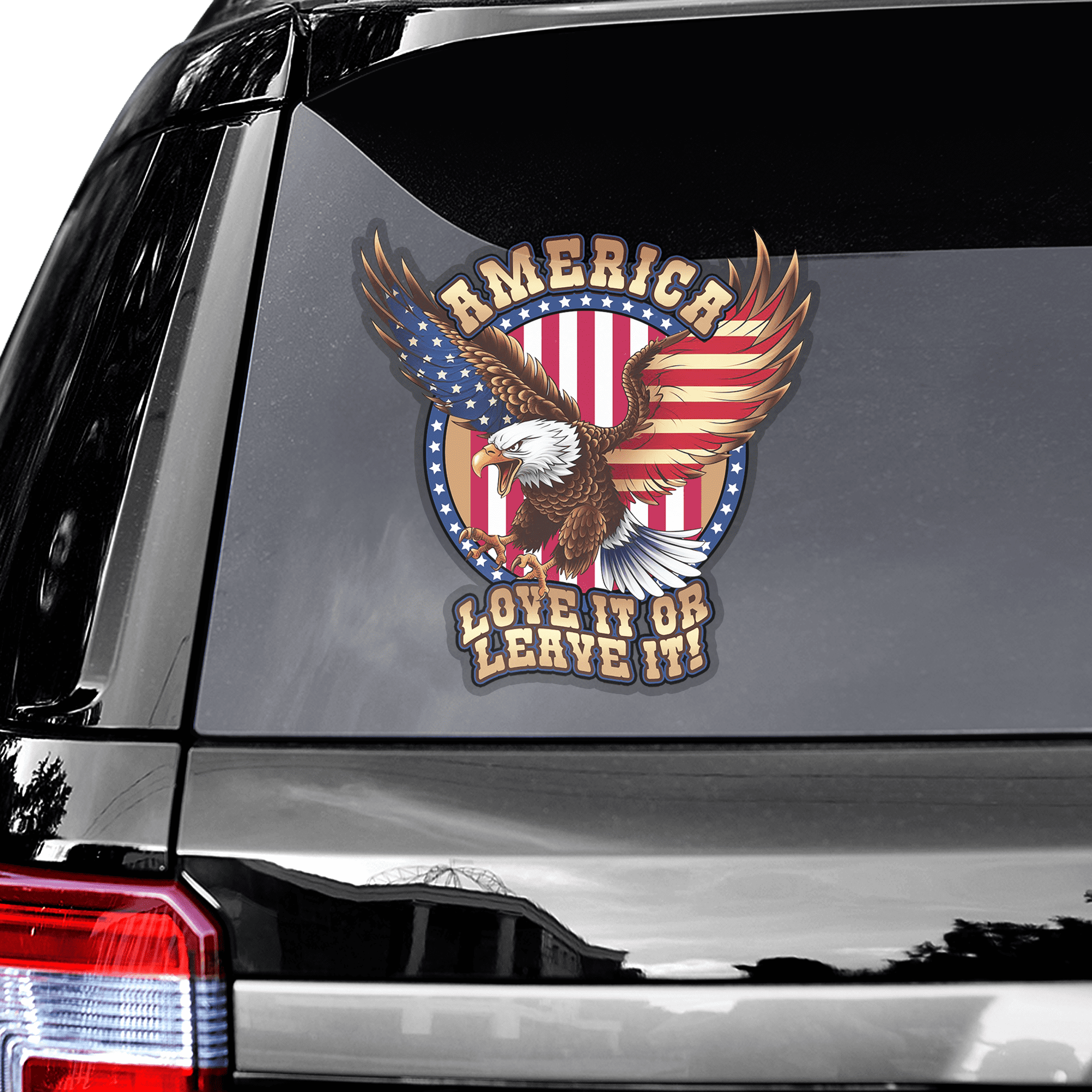 Lotusprinthandmade Patriotic US Flag Eagle Transparent Vinyl Decal 4 ...