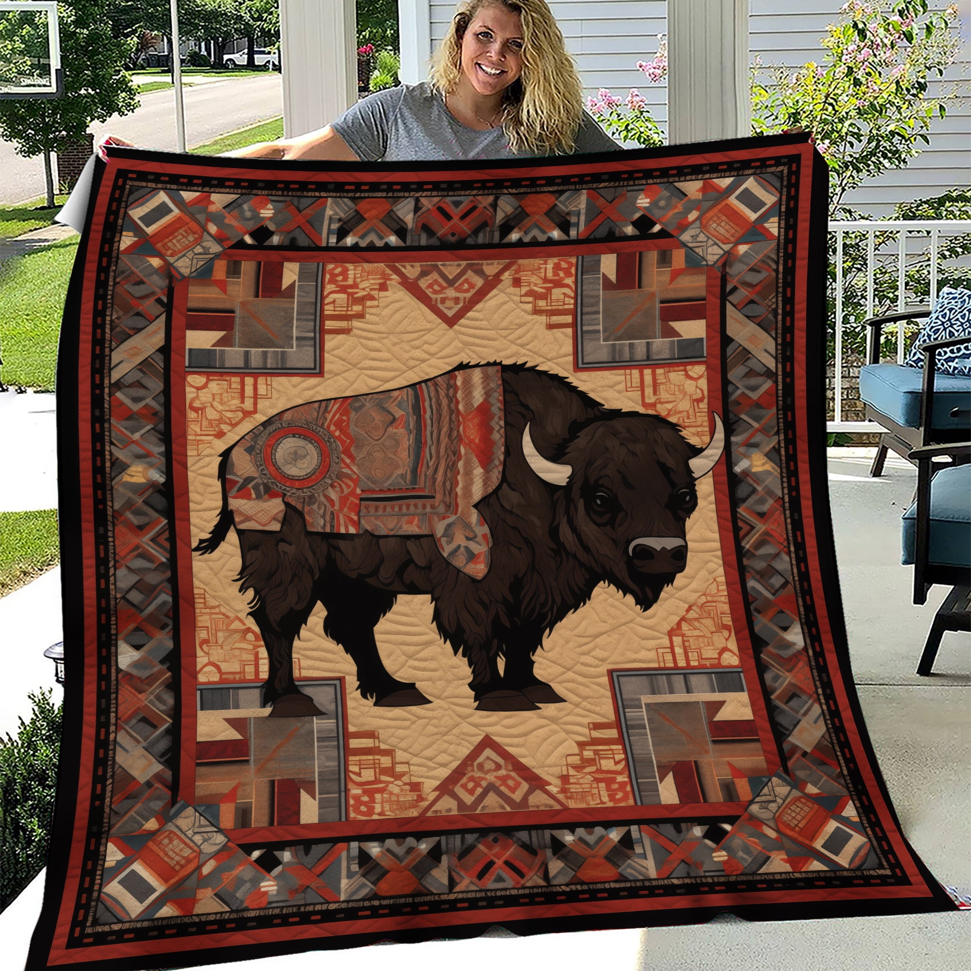 Lotusprinthandmade Pattern Native America Bison Fleece Blanket 2 Sizes ...