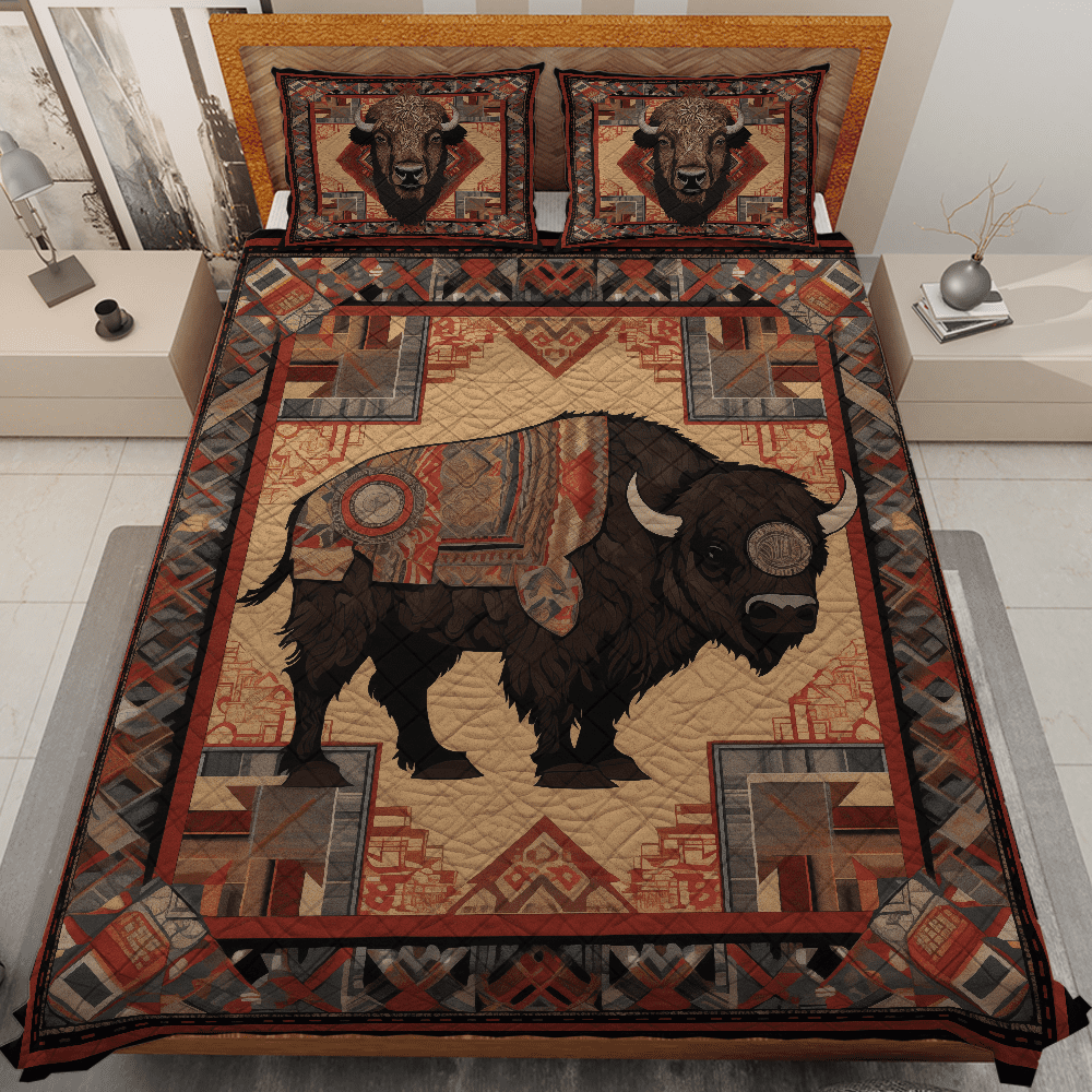 Lotusprinthandmade Pattern Native America Bison Quilt Bedding Set ...