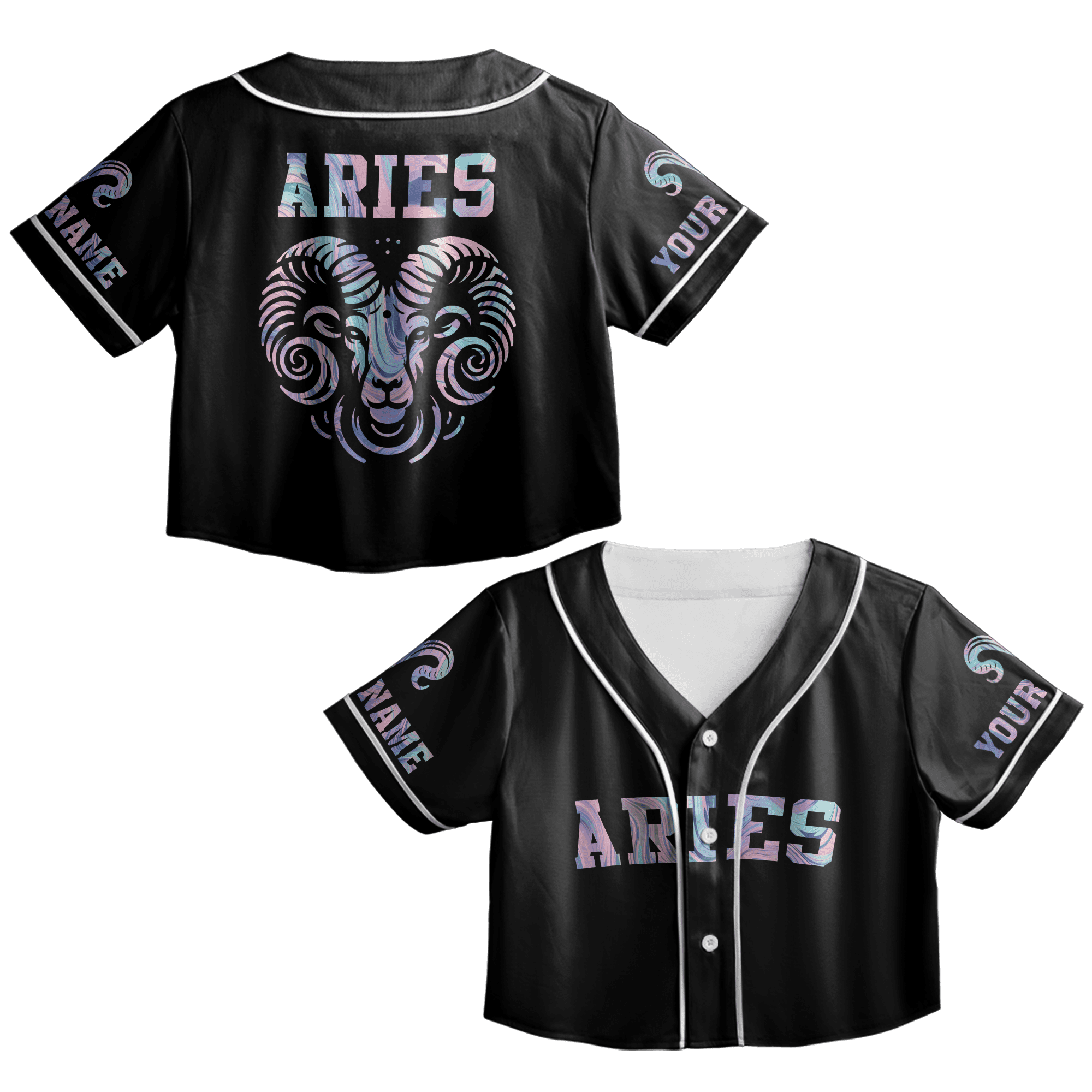 Lotusprinthandmade Personalized Aries Zodiac Crop Top Baseball Jersey ...