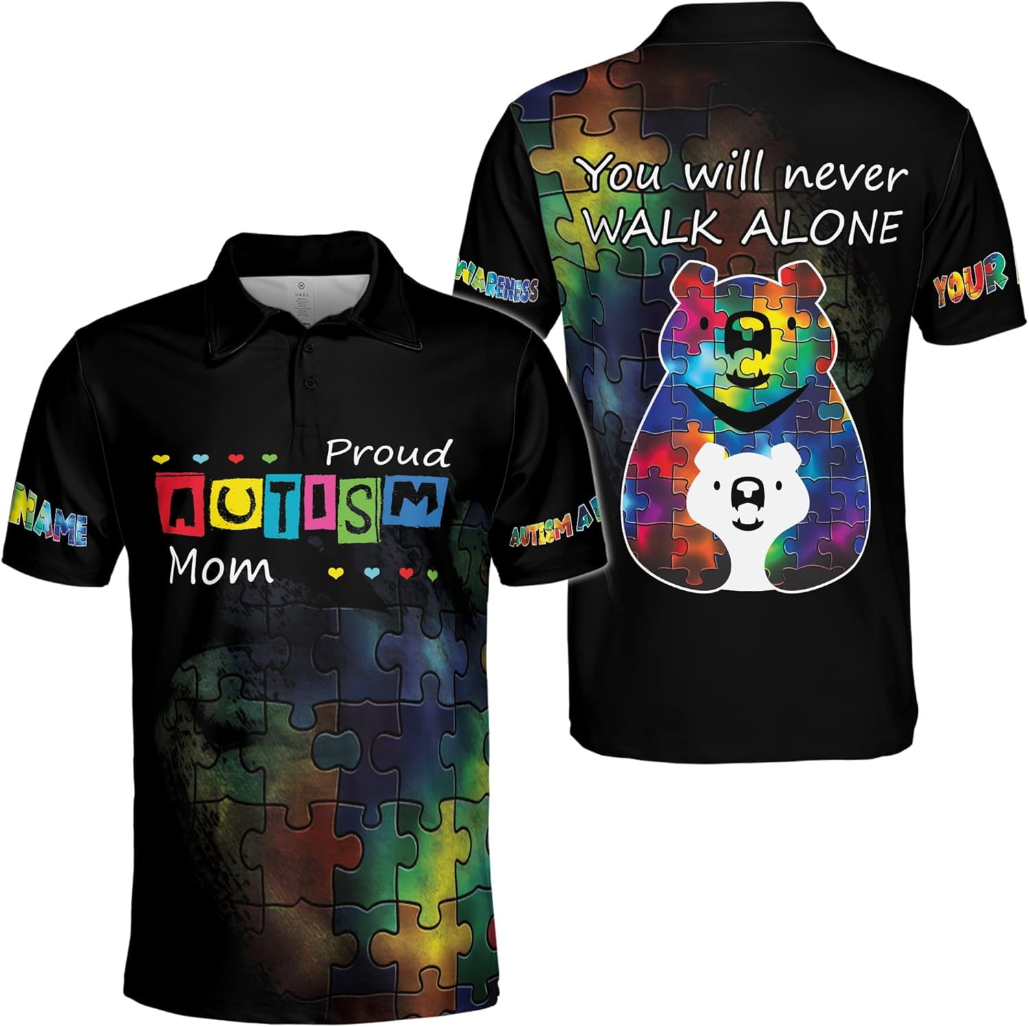 Lotusprinthandmade Personalized Autism Awareness Men Polo Shirt ...