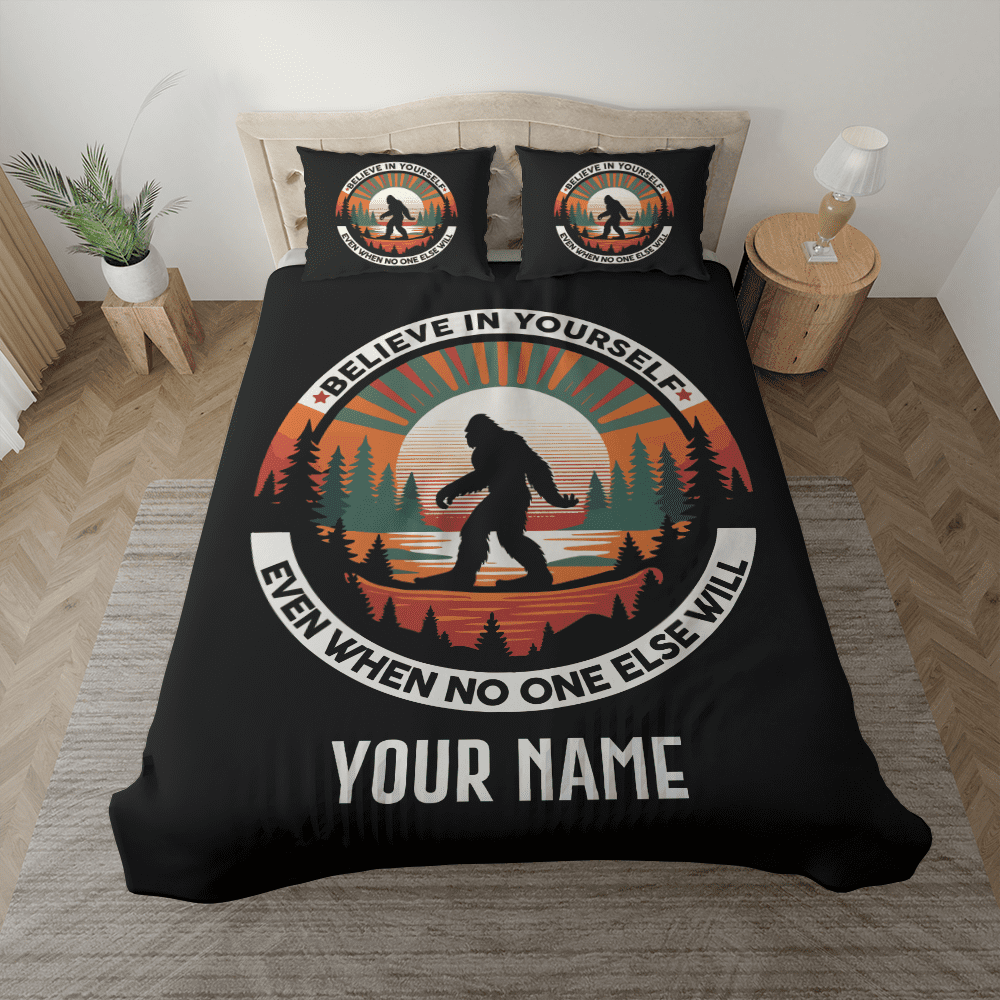Lotusprinthandmade Personalized Bigfoot in Forest Bedding Set (Made in ...