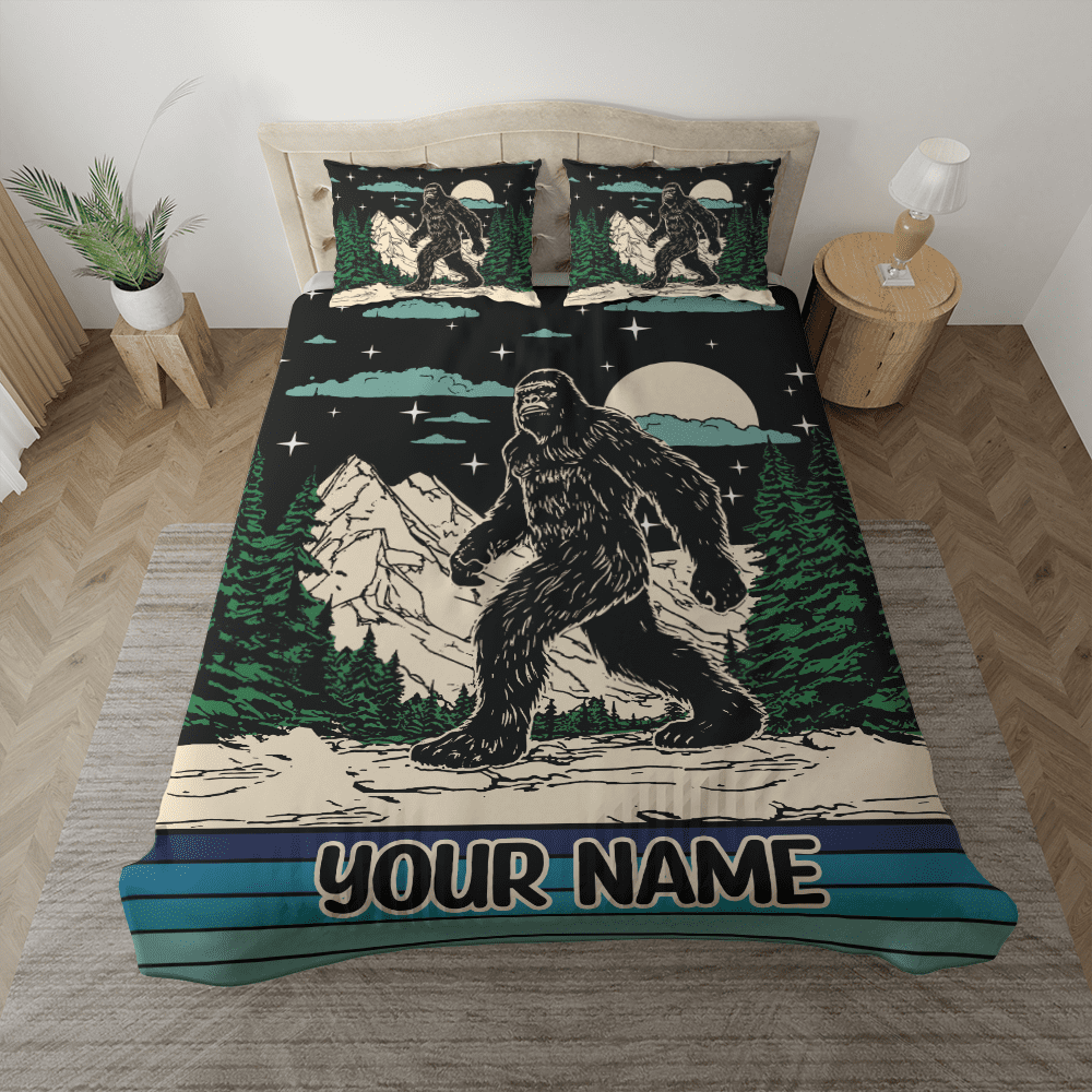 Lotusprinthandmade Personalized Bigfoot in Forest Bedding Set (Made in ...