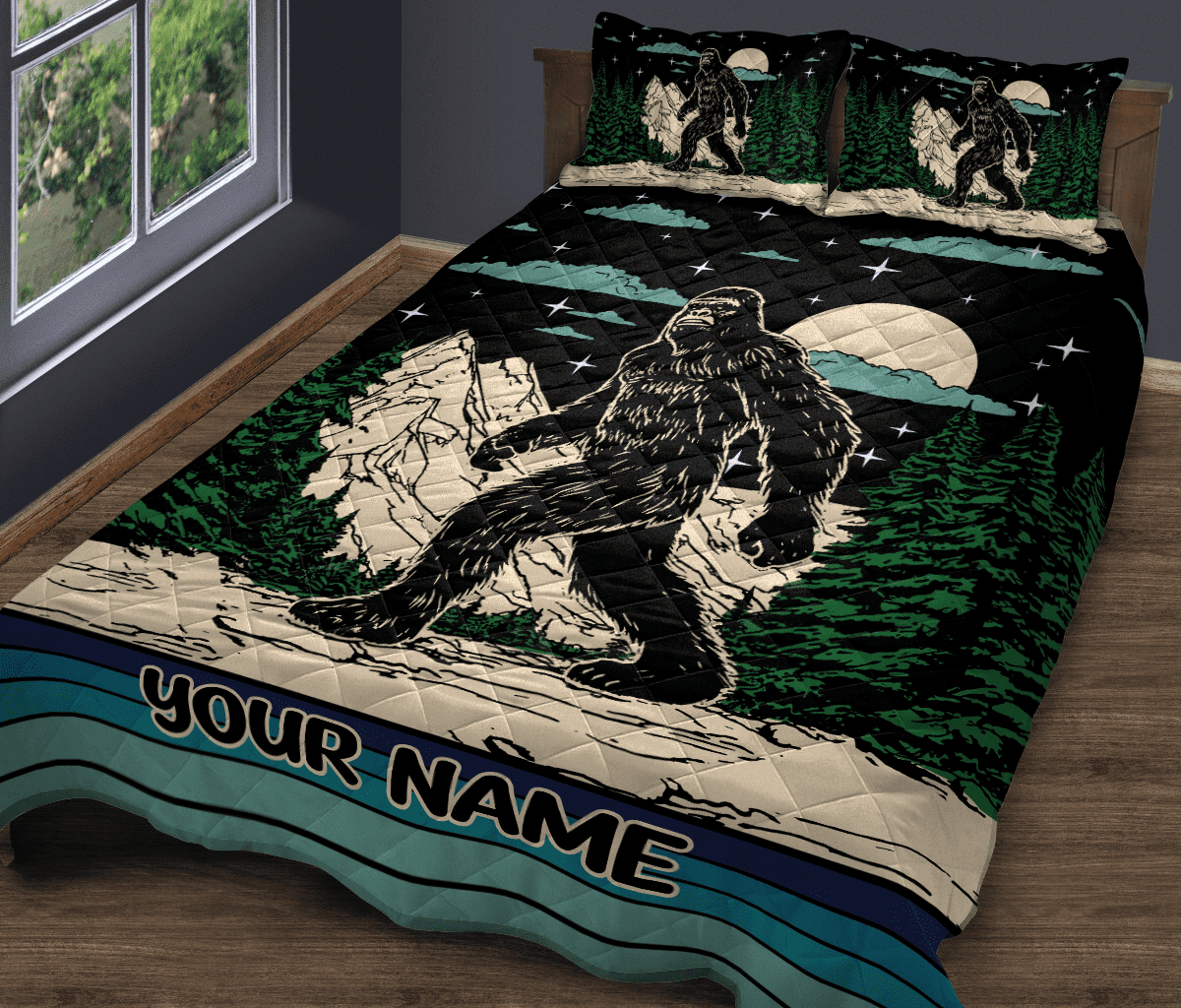Lotusprinthandmade Personalized Bigfoot in Forest Quilt Bedding Set ...
