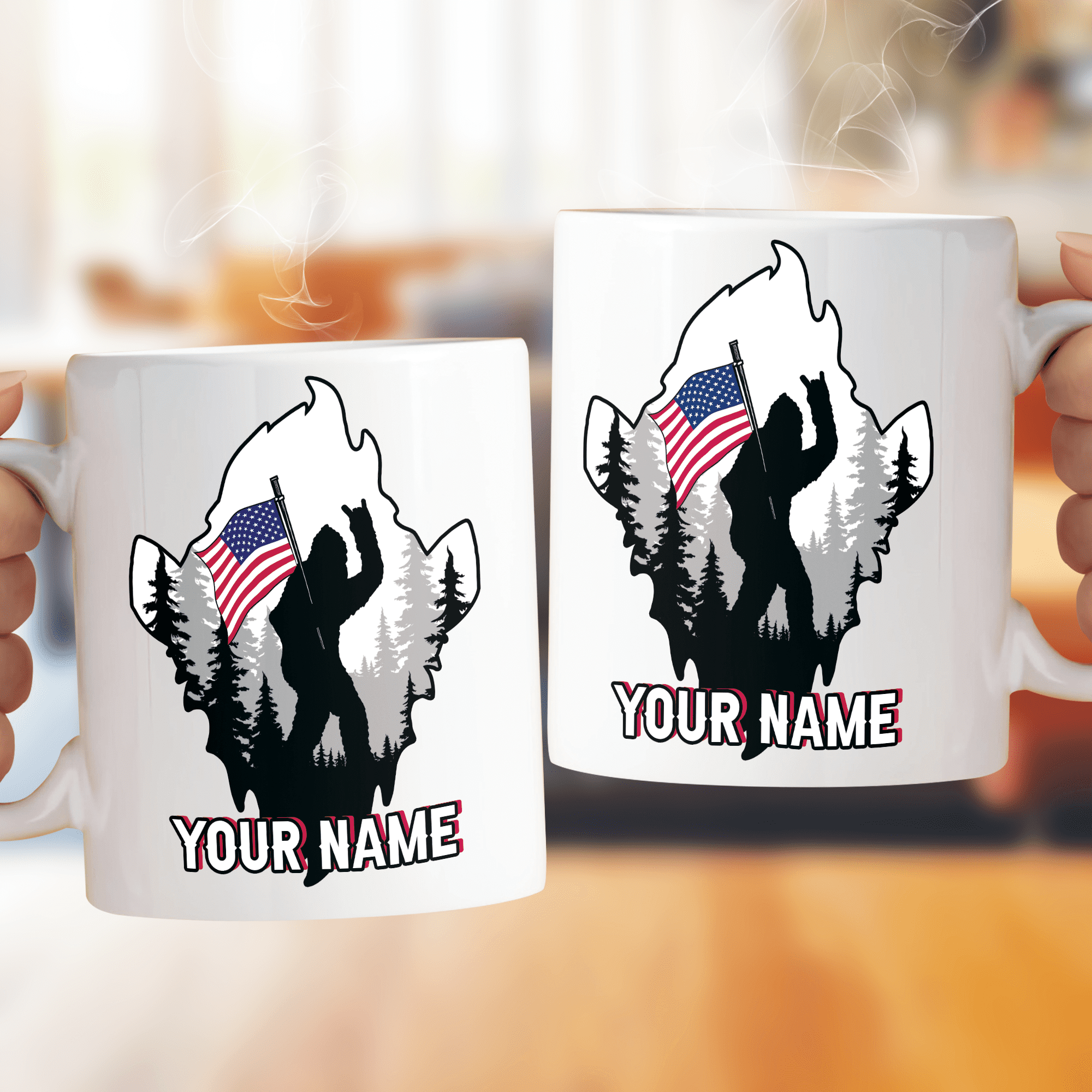 Lotusprinthandmade Personalized Bigfoot in Forest White Ceramic Mug ...