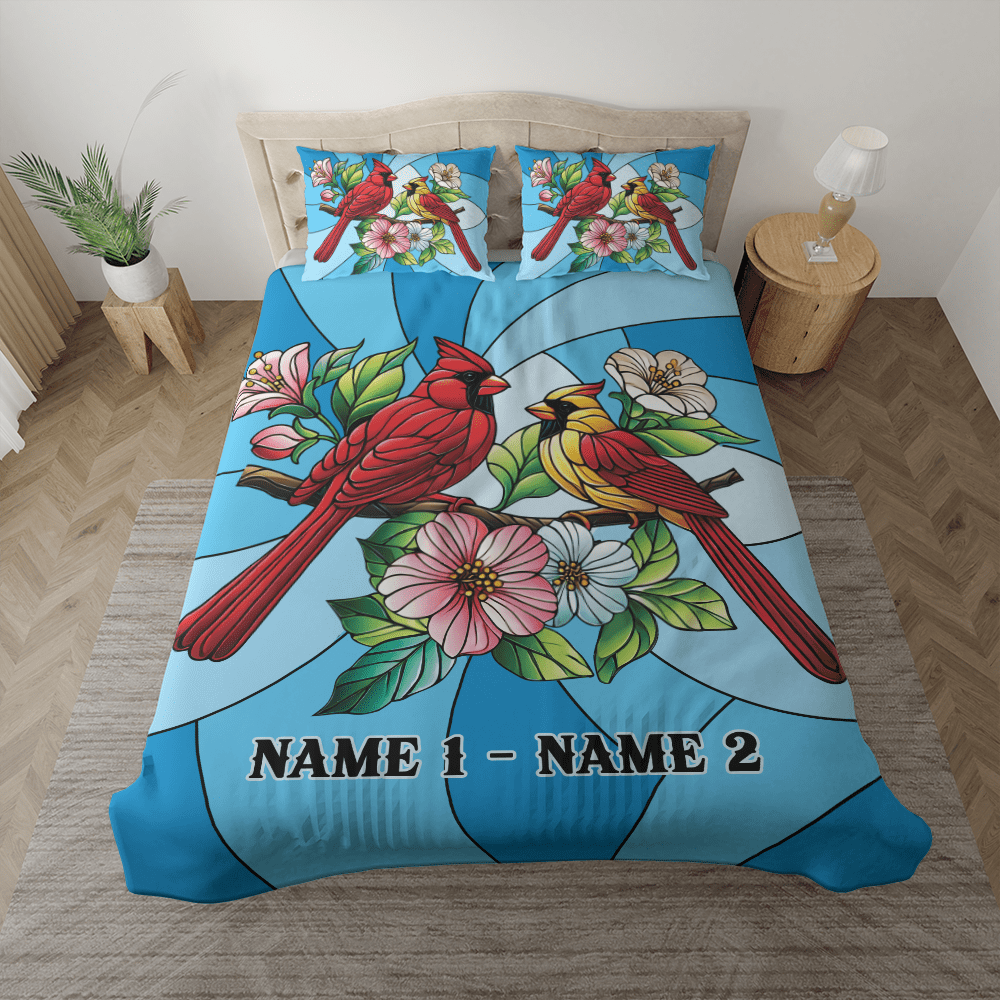 Lotusprinthandmade Personalized Cardinal Bird Couple Bedding Set (Made ...