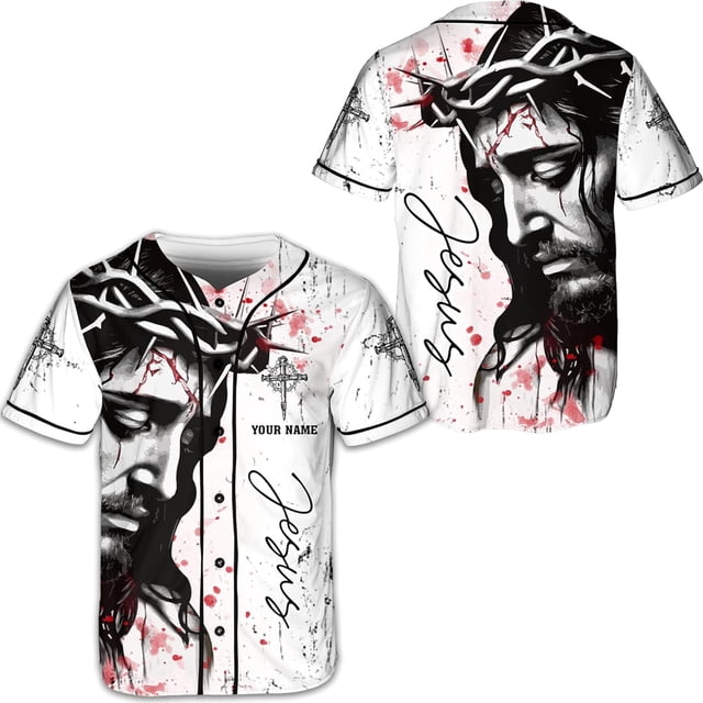 Lotusprinthandmade Personalized Christian Jesus Baseball Jersey XS-5XL ...