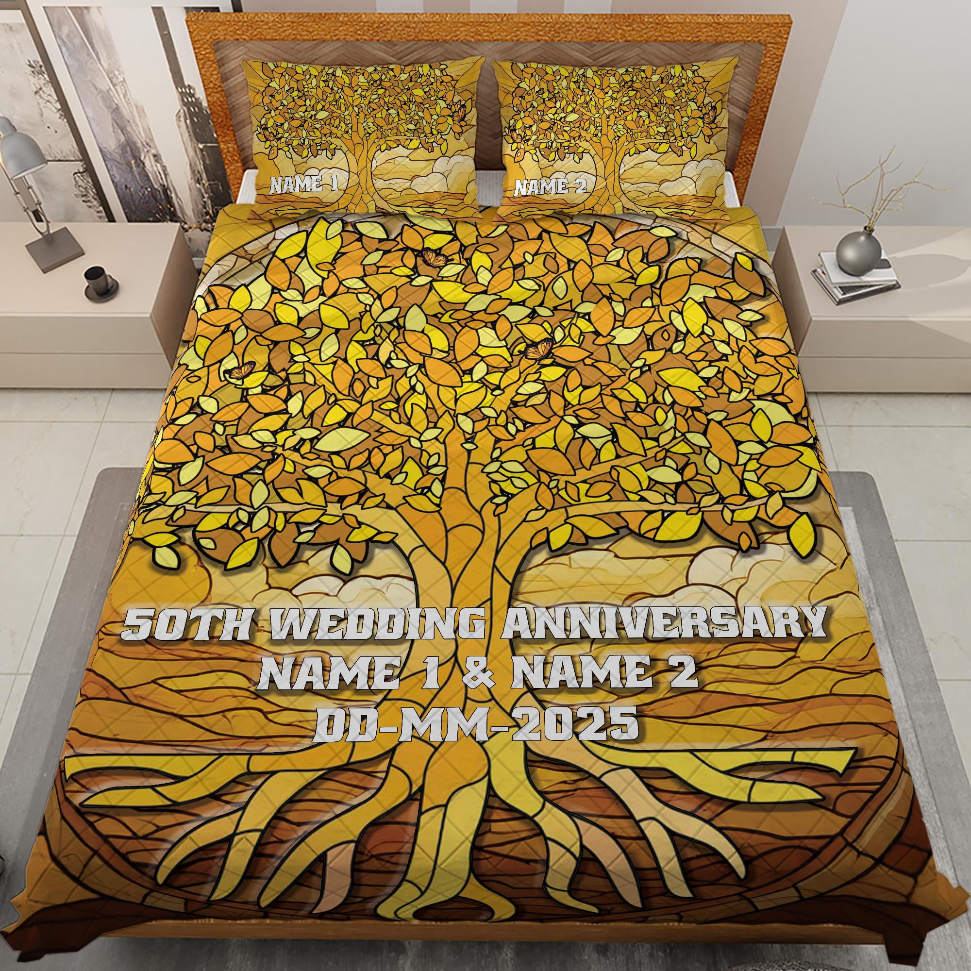 Lotusprinthandmade Personalized Colorful Tree Anniversary Quilt Bedding ...