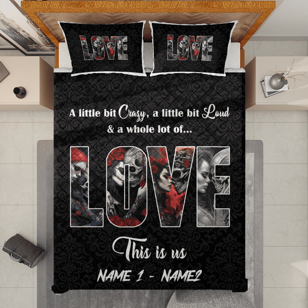 Lotusprinthandmade Personalized Couple Skull Love Quilt Bedding Set ...