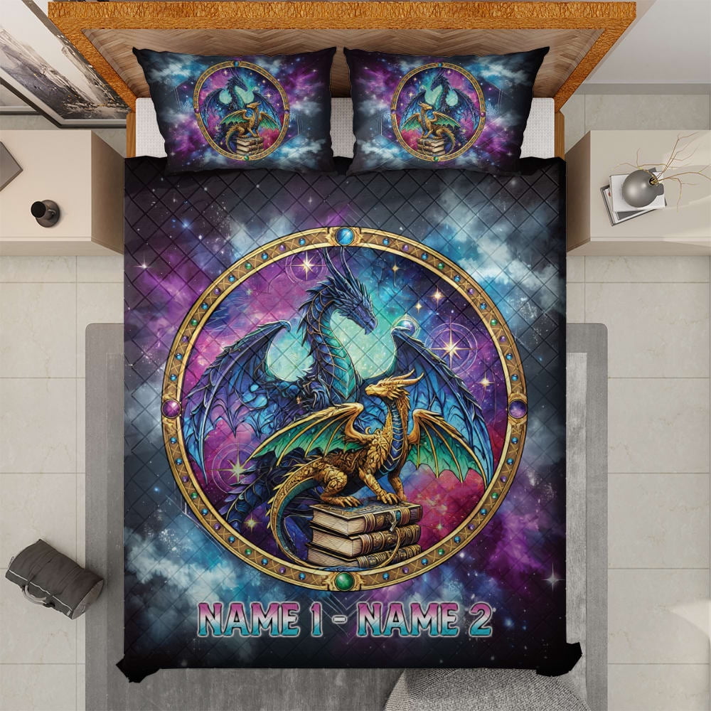 Lotusprinthandmade Personalized Cute Dragon with Book Quilt Bedding Set ...